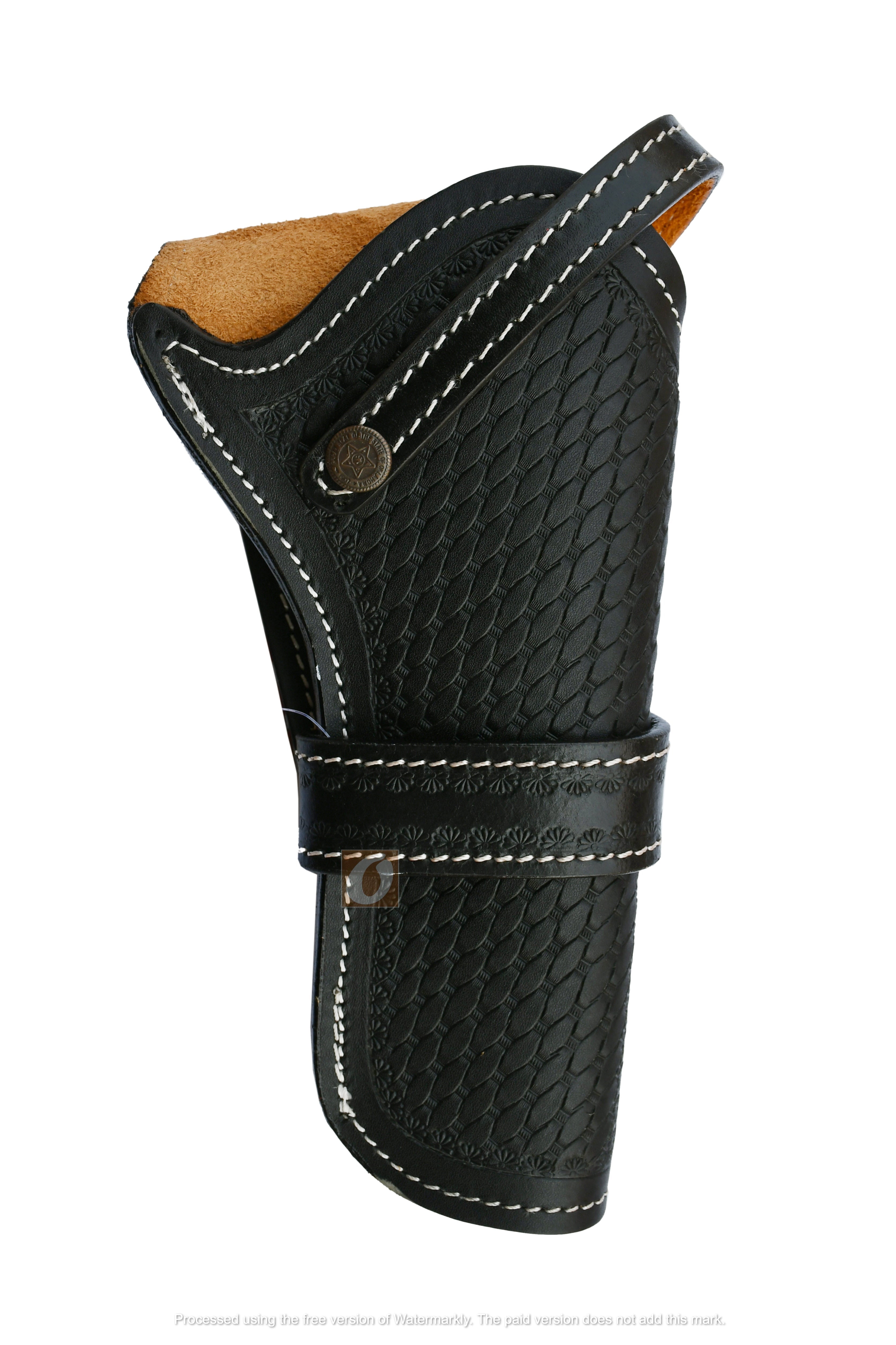 Leather Holster Basket Tooled Long Barrel Western Gun Cover Black Color ...