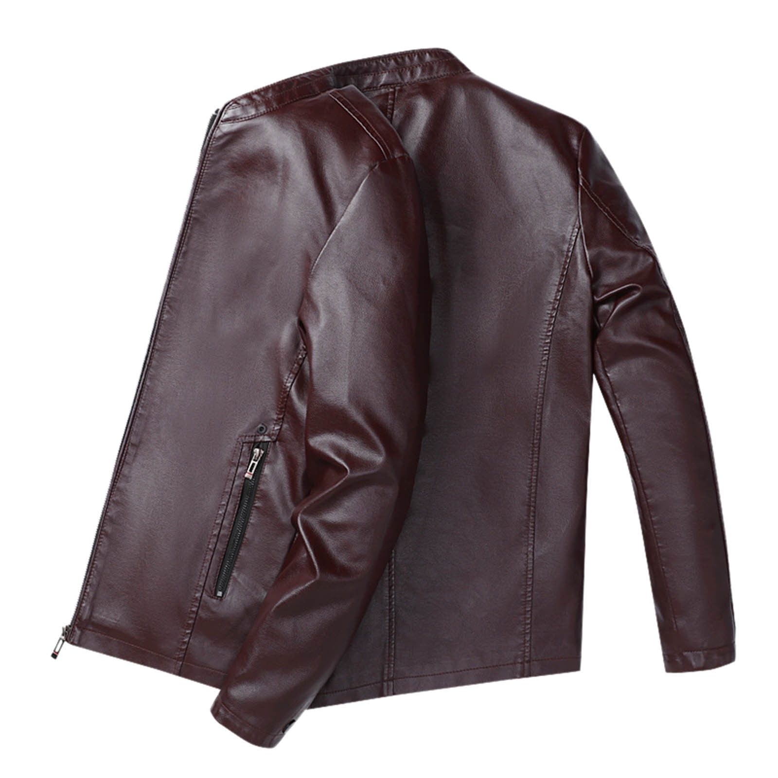 Leather Jacket Men Black Leather Jacket Lightweight Outerwear Coat Mens ...