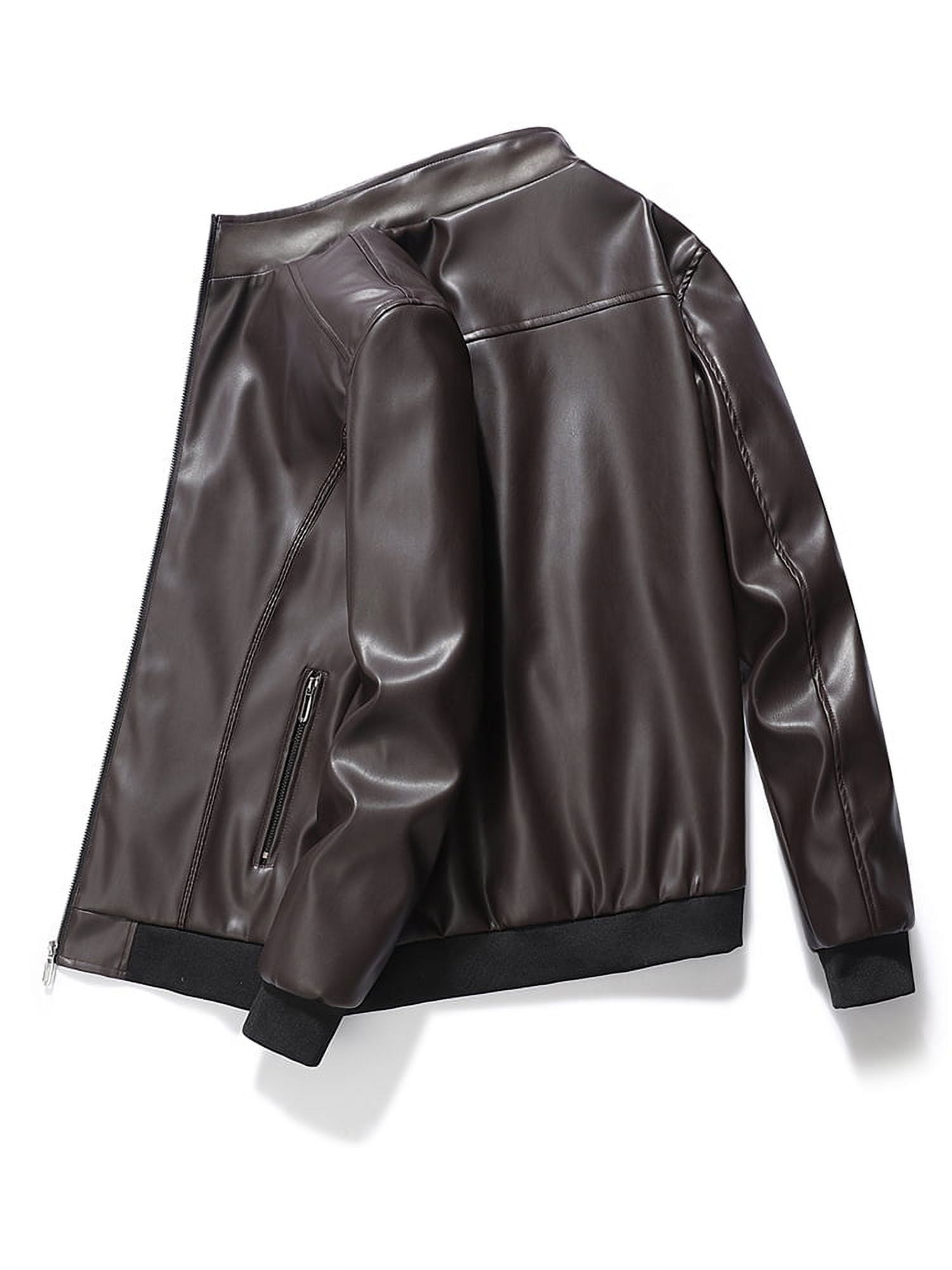 Leather Jacket Men Bomber Black Motorcycle Pu Faux Leather Jackets Plus ...