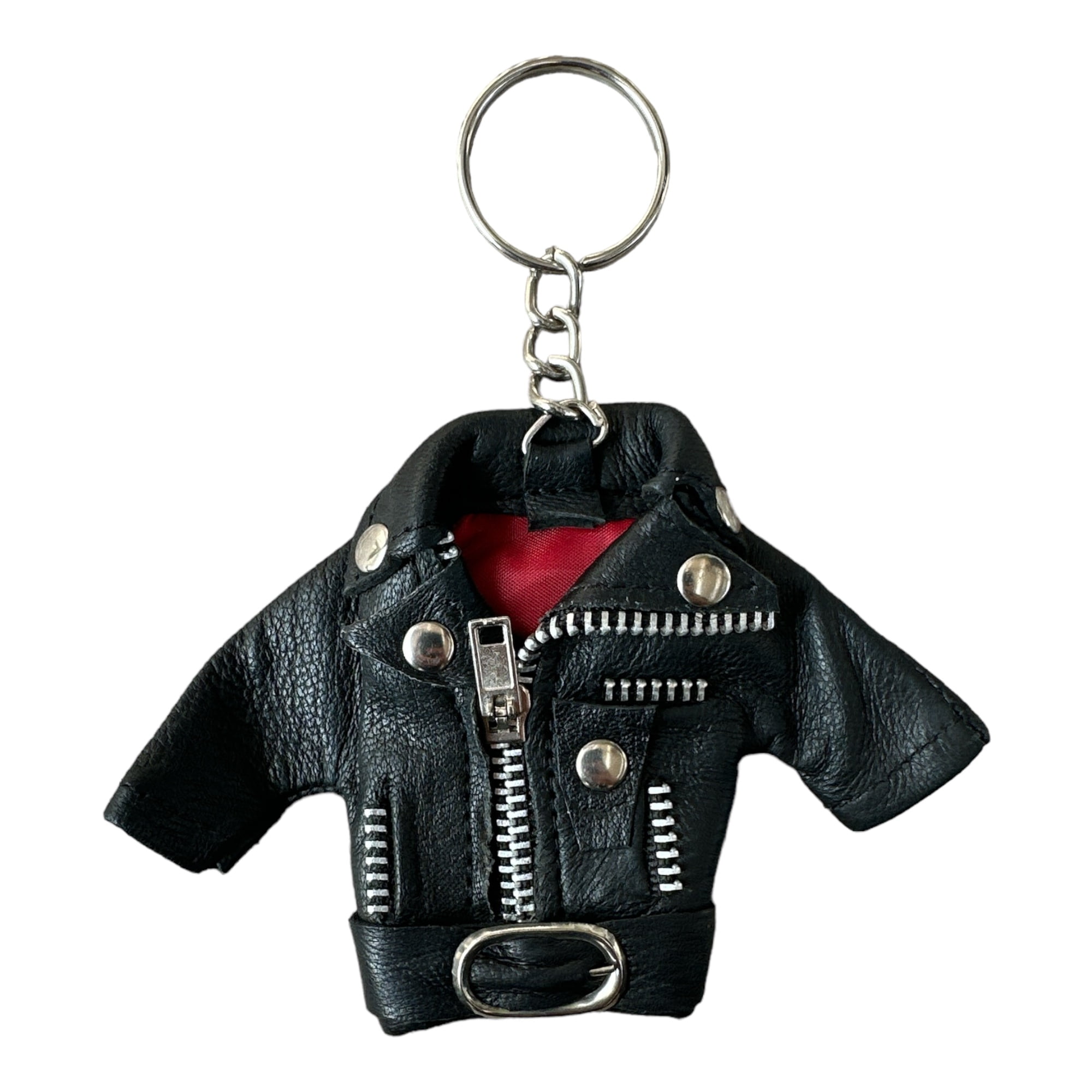 Leather Jacket Tiny Keychain Napa Leather With Red Lining Key Chain ...