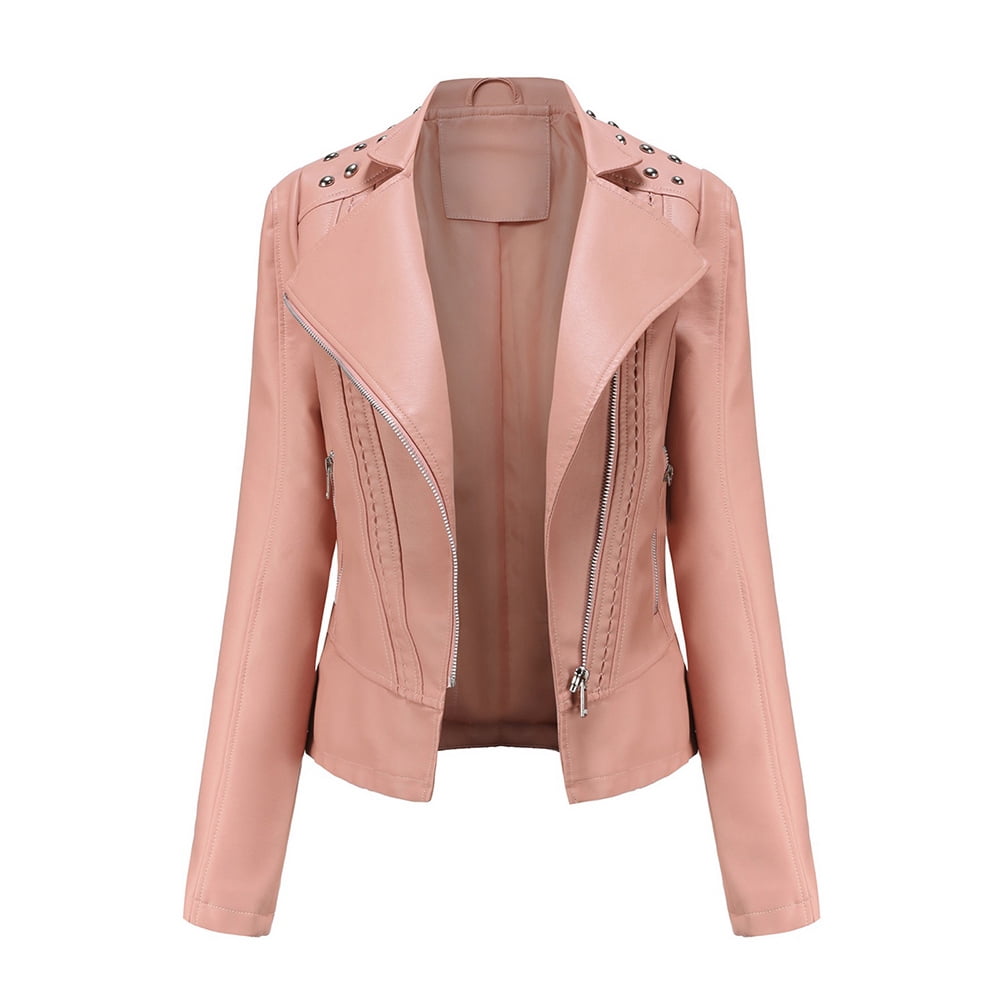 Leather Jackets for Women Zpanxa Women Faux Leather Moto Biker Short ...
