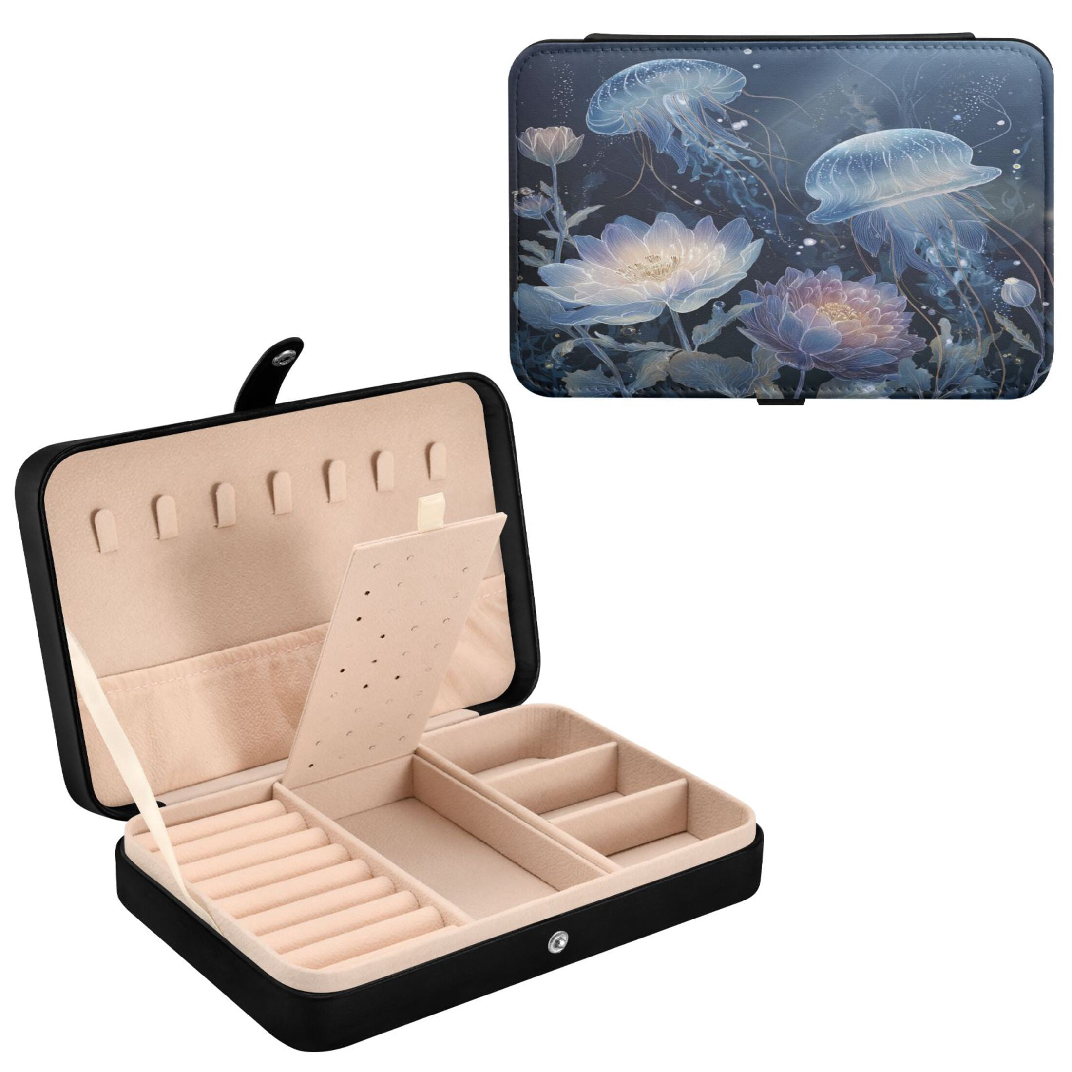 Leather Jewelry Box Travel Jewelry Storage Earrings Necklace Bracelet ...