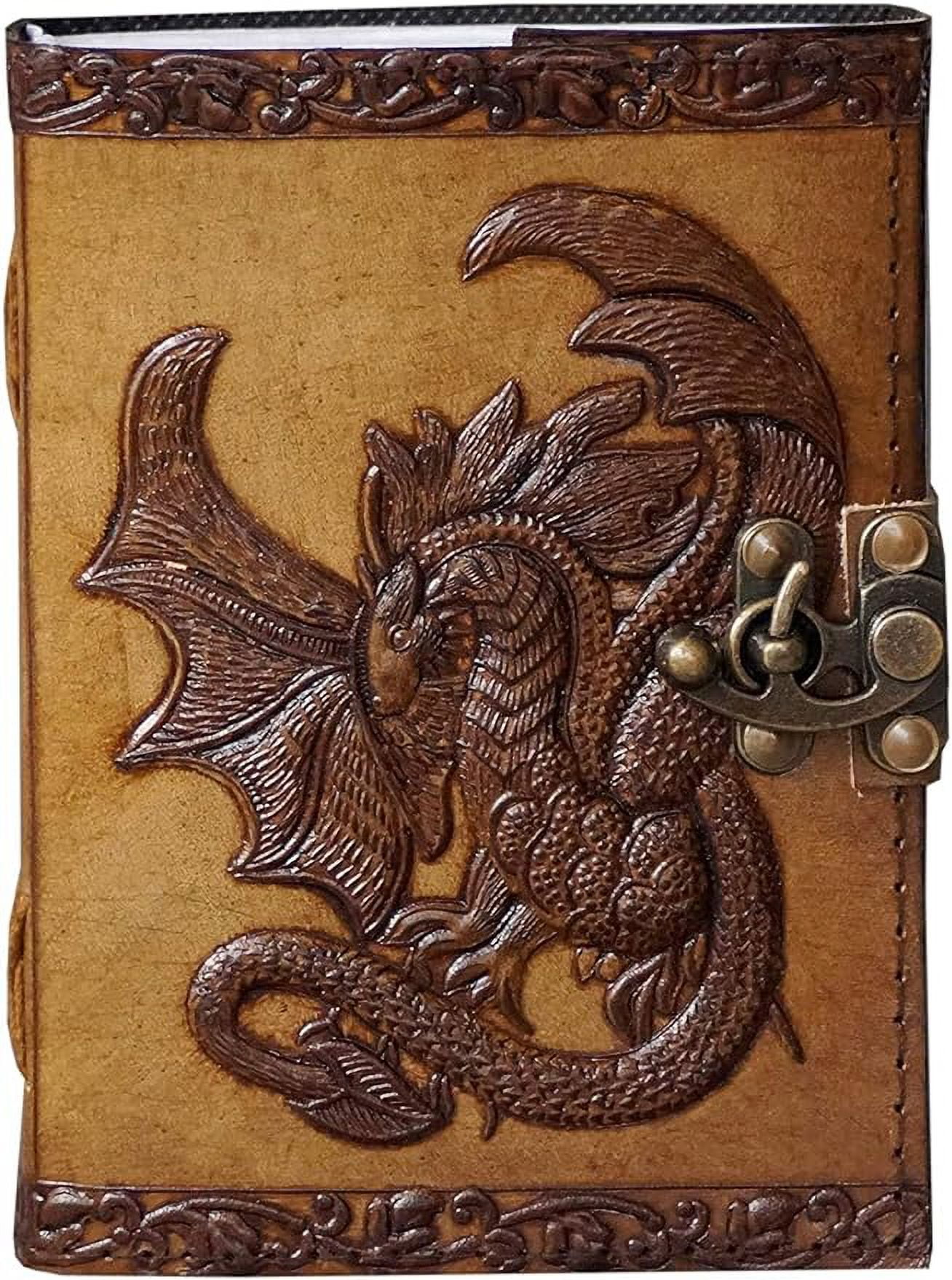 Leather Journal with Clasp Celtic Dragon Embossed Journal Vintage ...