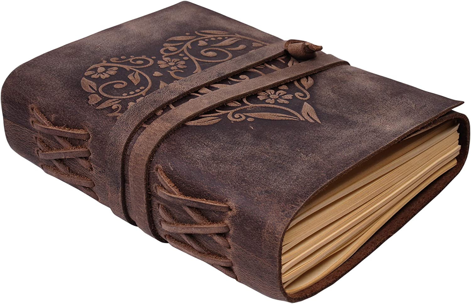 Leather Journal Lined Notebook - Journal for Women with Embossed Heart ...