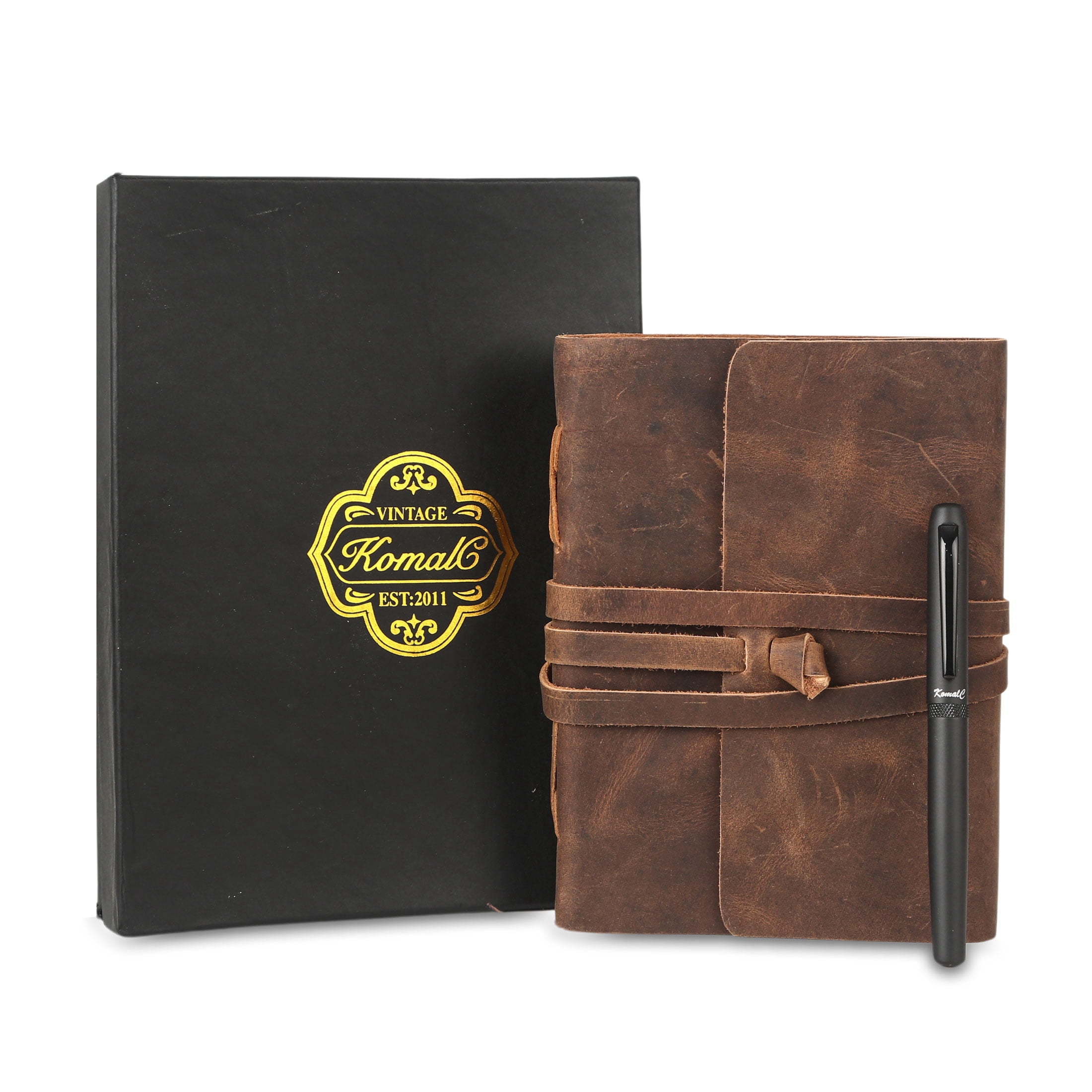 Handmade Leather Journal with Lined Paper & Luxury Pen – 7×5 Inch ...