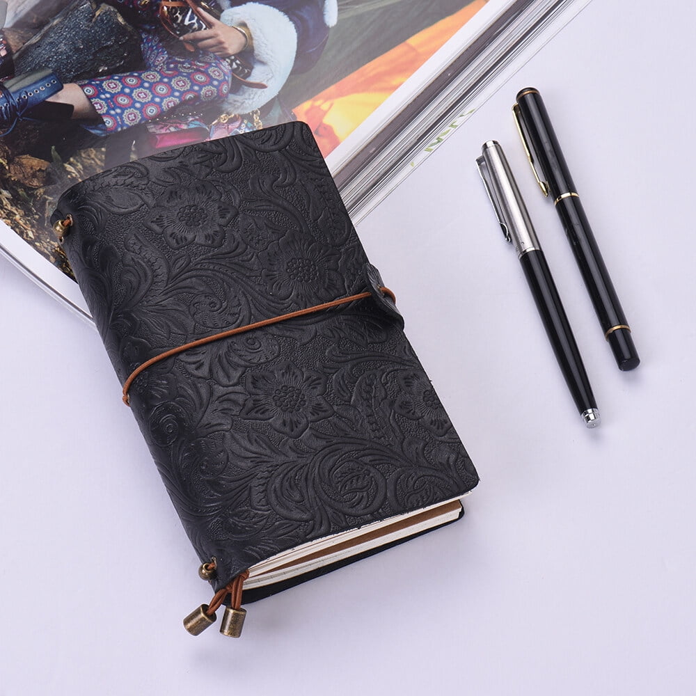 Leather Journal Refillable Lined Paper Embossed Flower Leather Journal ...