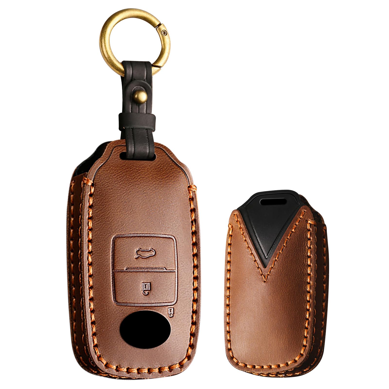 Leather Key Cover with Keychian Fit For key fob cover case fit for ...