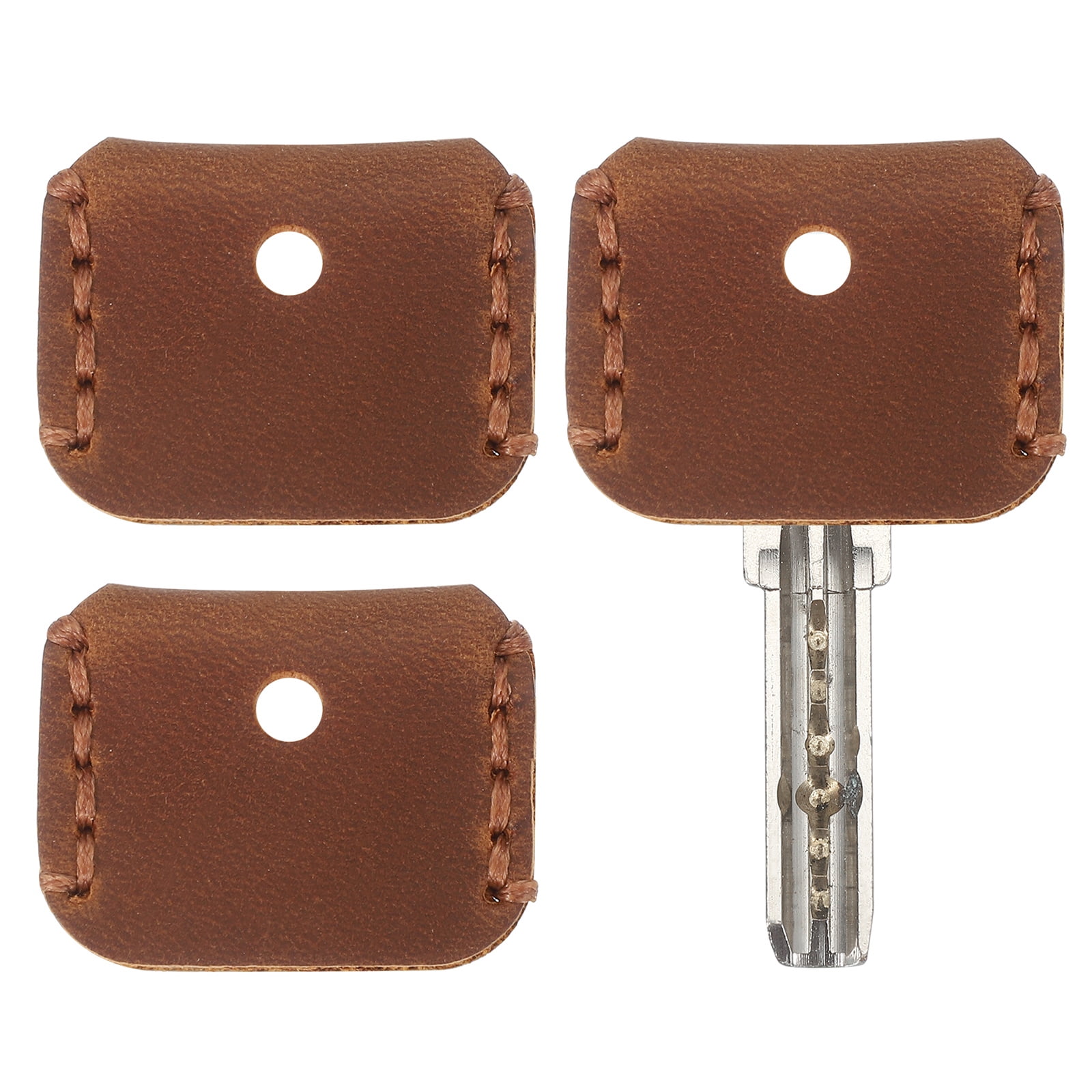 Leather Key Covers Caps, 3 Pack Head Key Sleeves Mini Key Tags ...