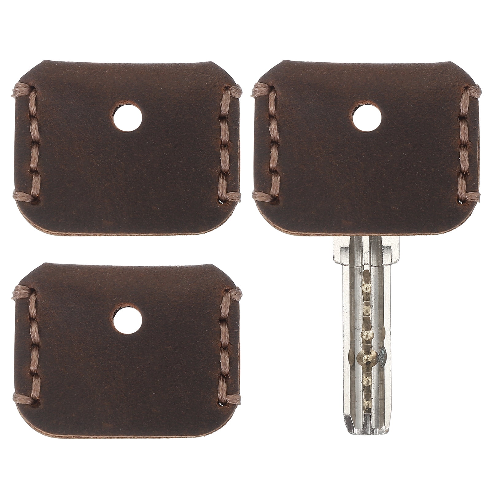 Leather Key Covers Caps, 3 Pack Head Key Sleeves Mini Key Tags ...