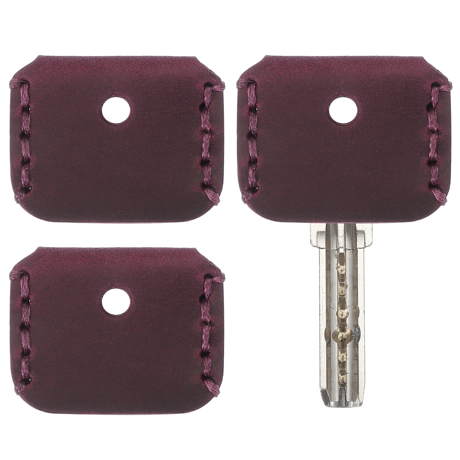Leather Key Covers Caps, 3 Pack Head Key Sleeves Mini Key Tags ...
