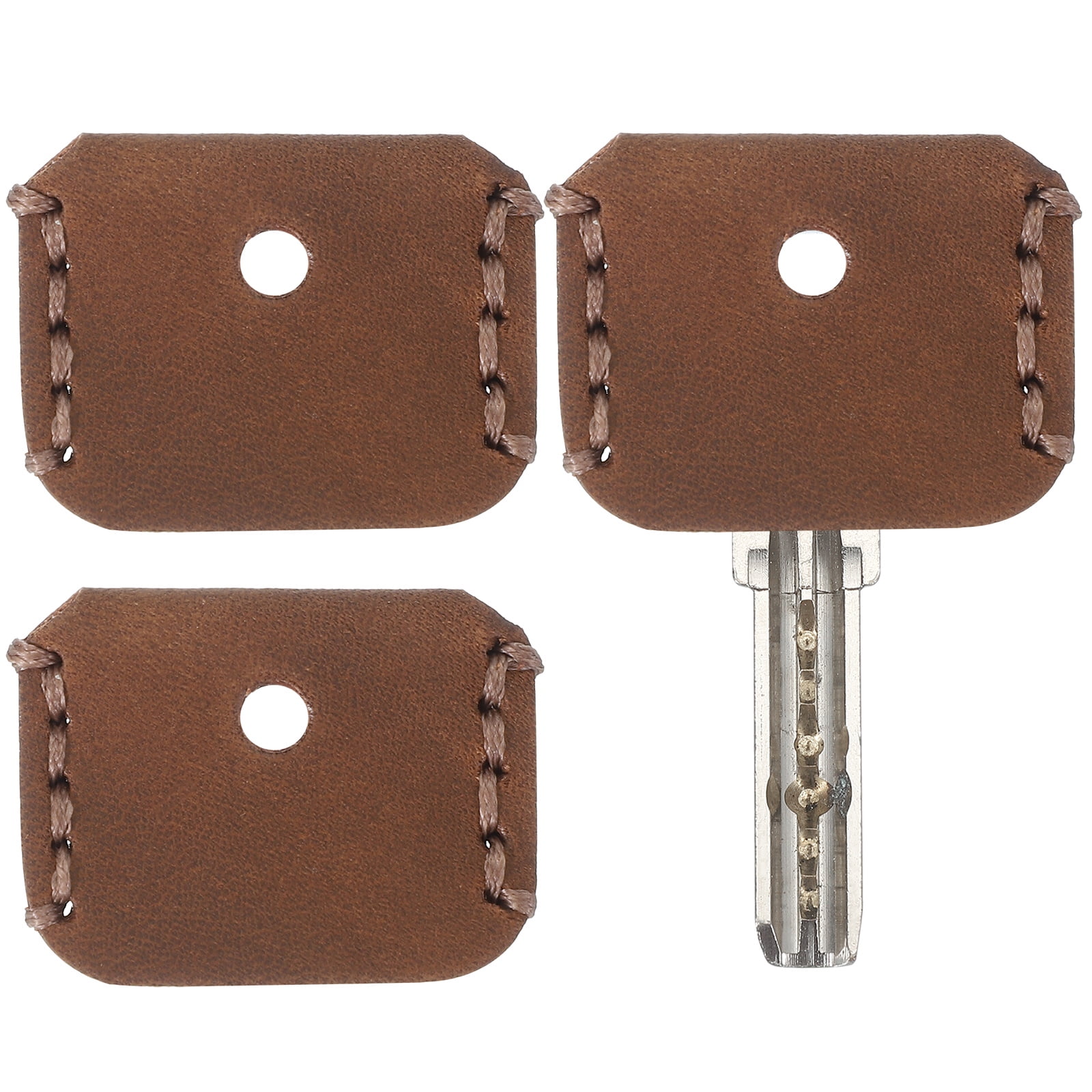 Leather Key Covers Caps, 3 Pack Head Key Sleeves Mini Key Tags ...