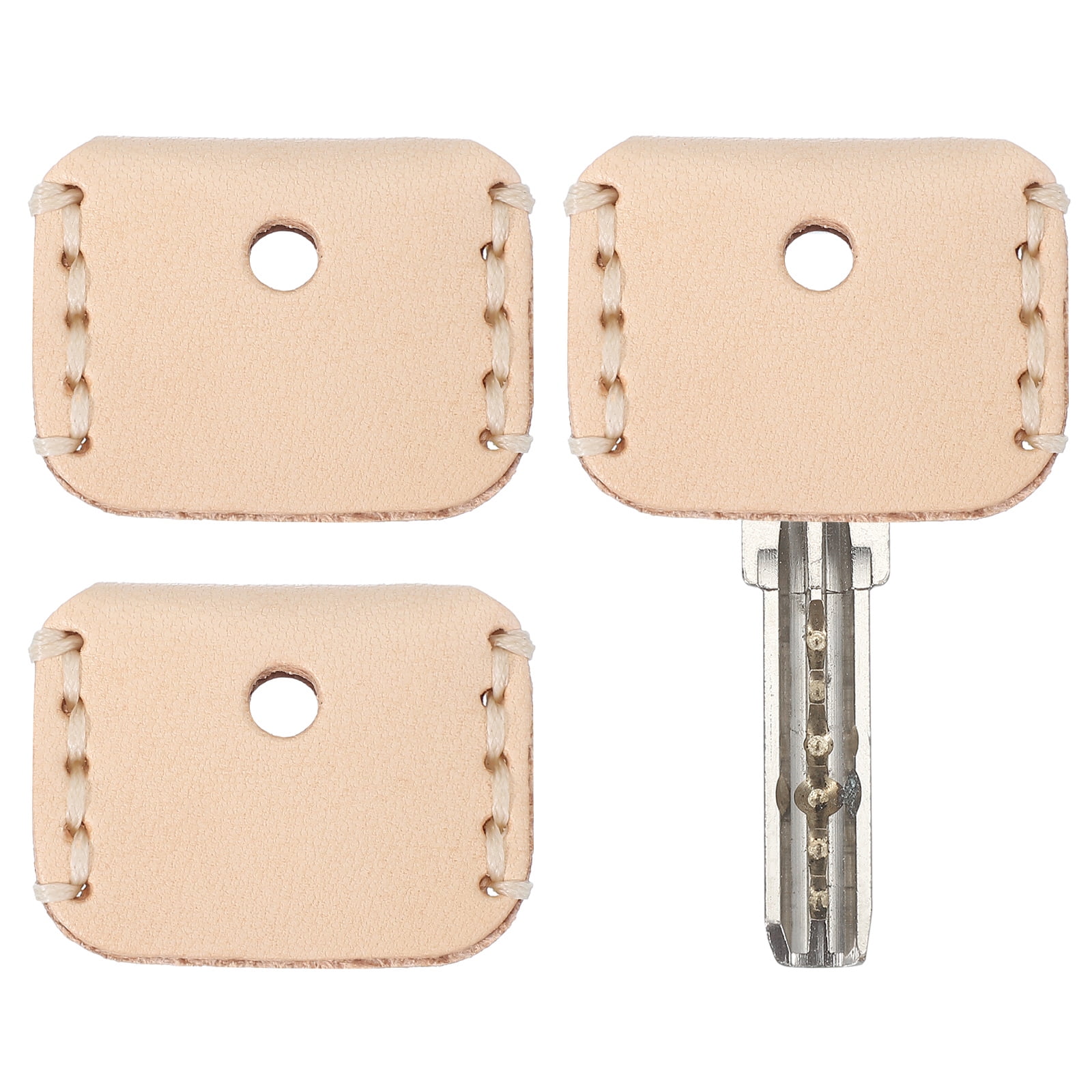 Leather Key Covers Caps, 3 Pack Head Key Sleeves Mini Key Tags ...