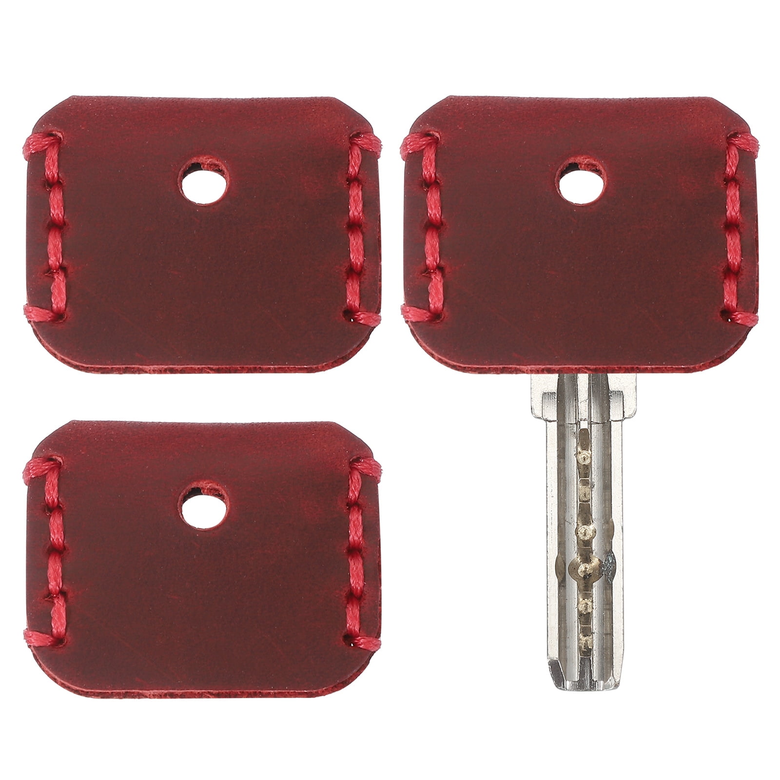 Leather Key Covers Caps, 3 Pack Head Key Sleeves Mini Key Tags ...