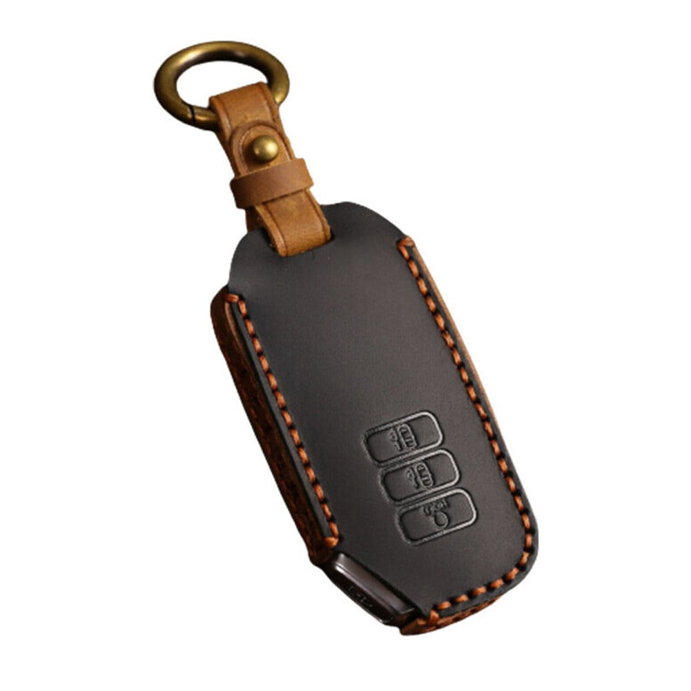 Leather Key Fob Cover Case for Electric Vehicle 7 Button Remote Control ...