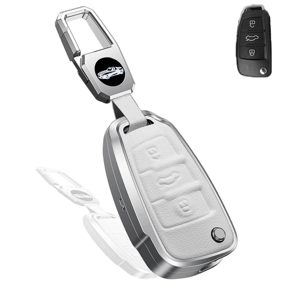 Leather Key Fob Cover for Audi Q3 A3 A6 A1 Q7 Keyless Keychain Holder ...