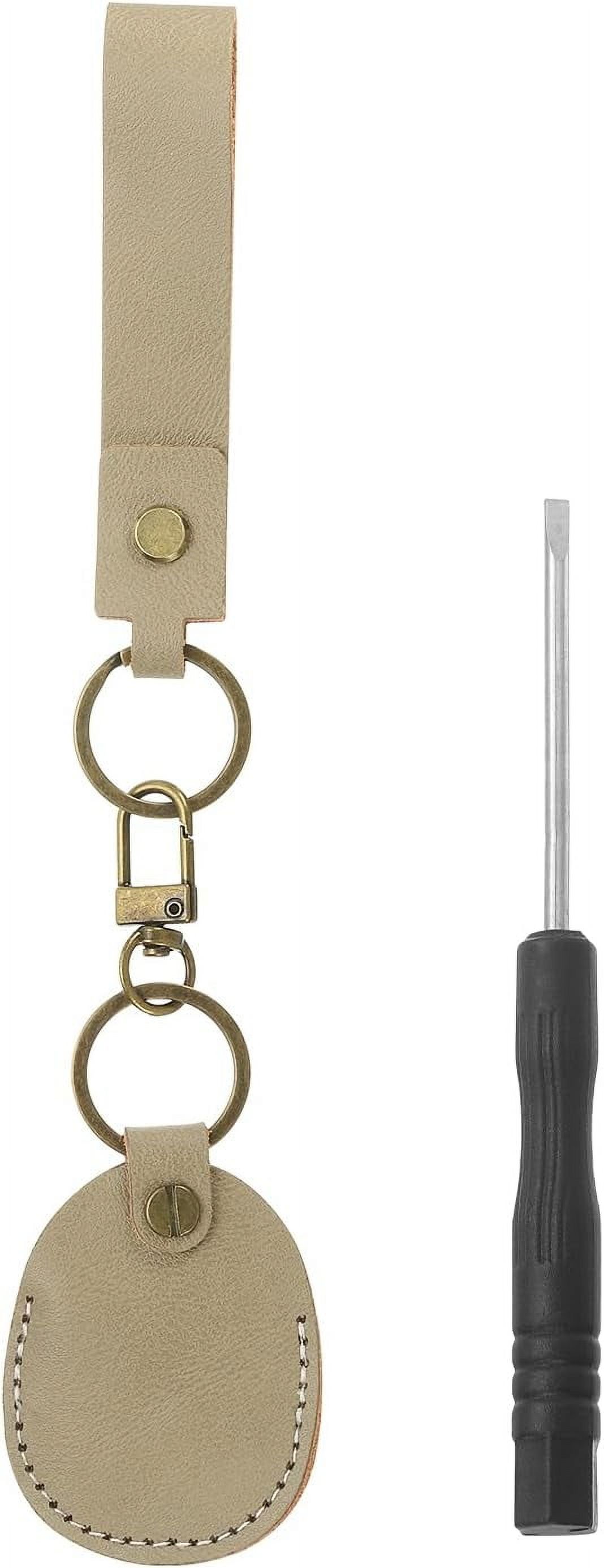 Leather Key Fob, Leather Key Fob with Key Rings Portable Air Tag Holder ...
