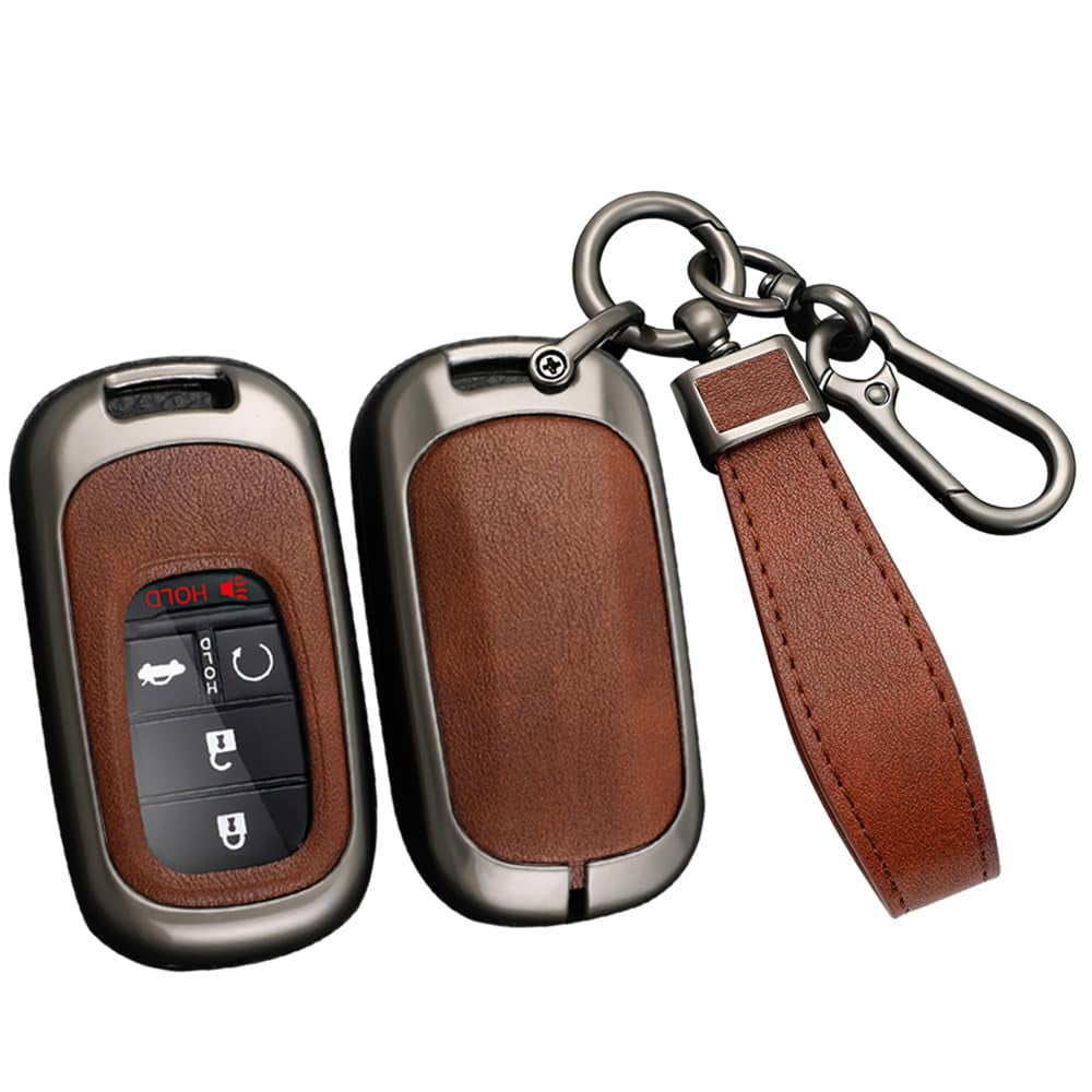 Leather Key Fob Protector with Keychain Metal Car Key Jacket Compatible ...