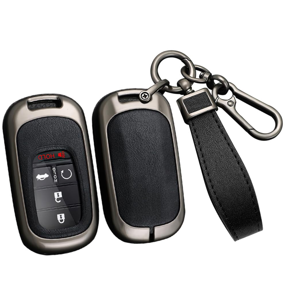 Leather Key Fob Protector with Keychain Metal Car Key Jacket Compatible ...