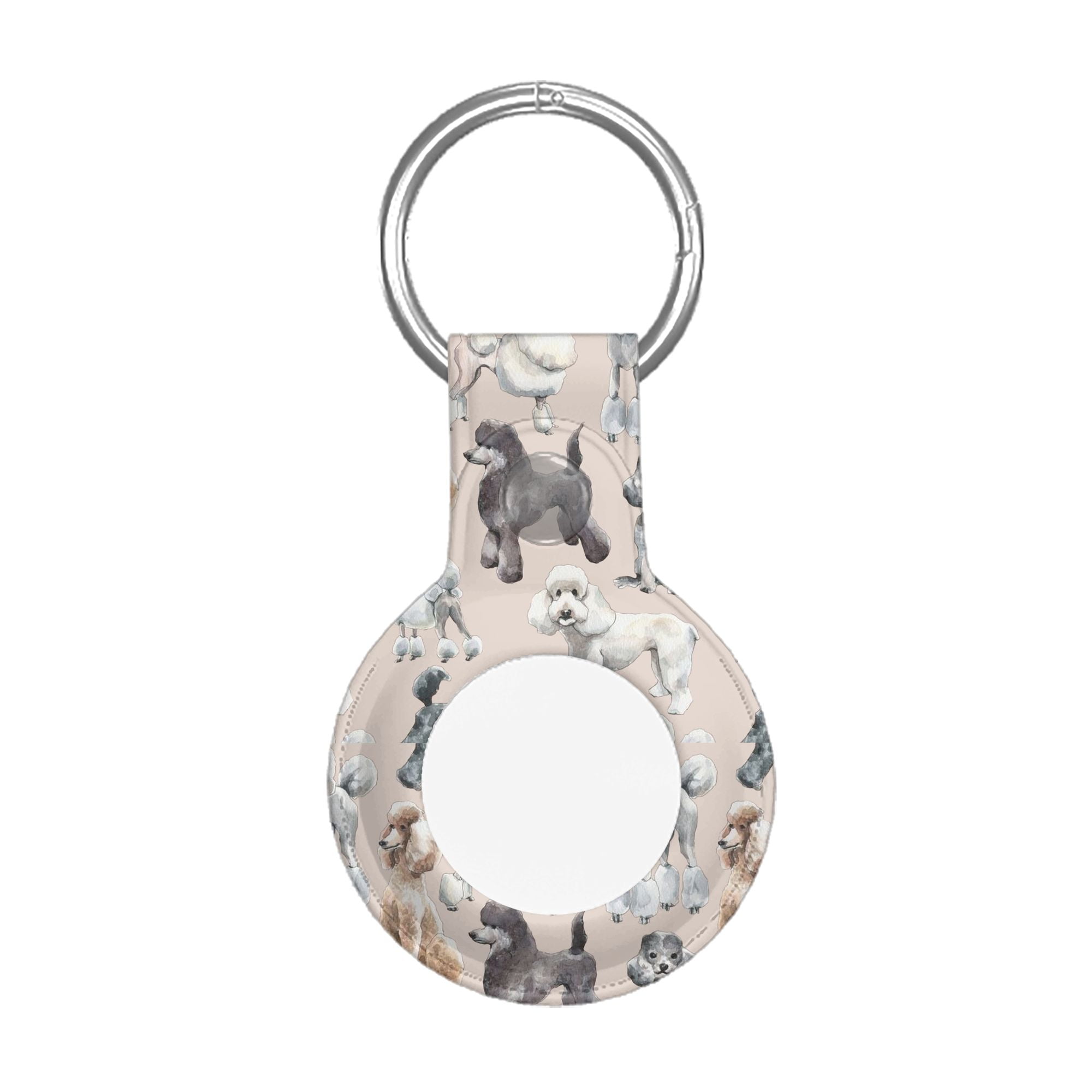 Leather Keychain Holder Case Cute Dog White Black Poodle,Cute ...