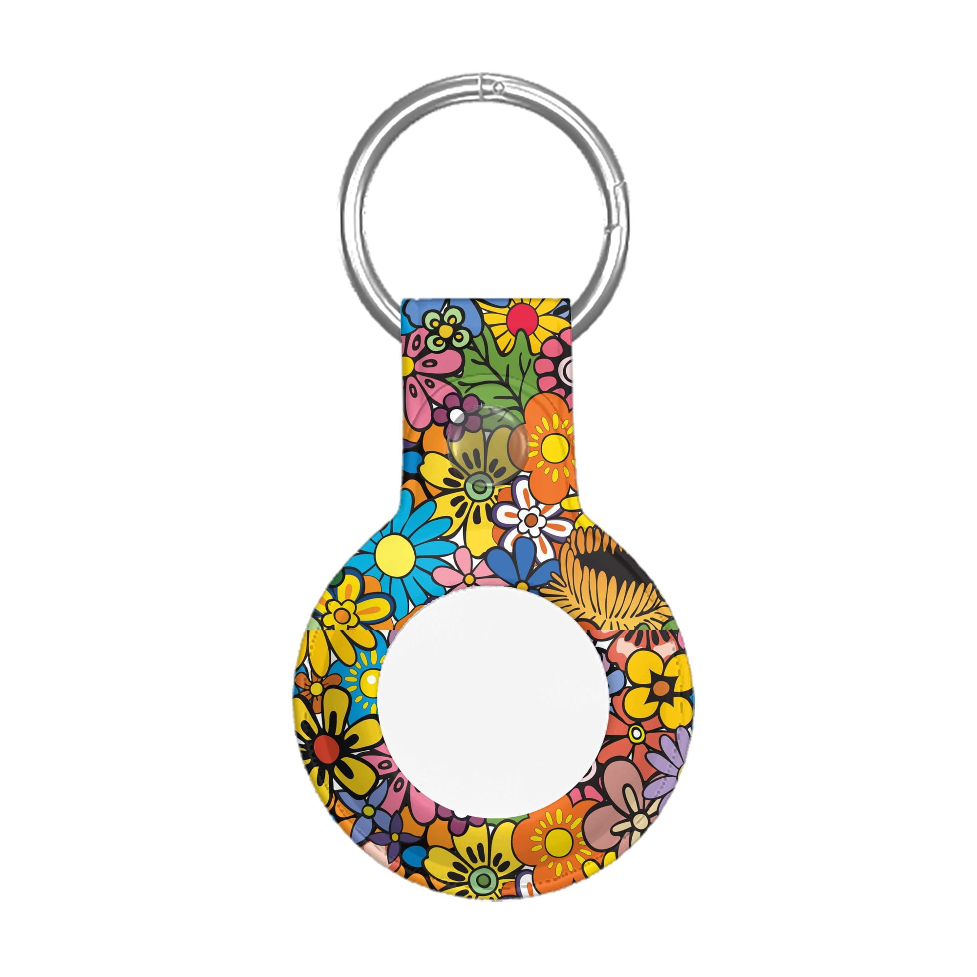 Leather Keychain Holder Case Hand Painted Flowers,Cute Protective Cover ...
