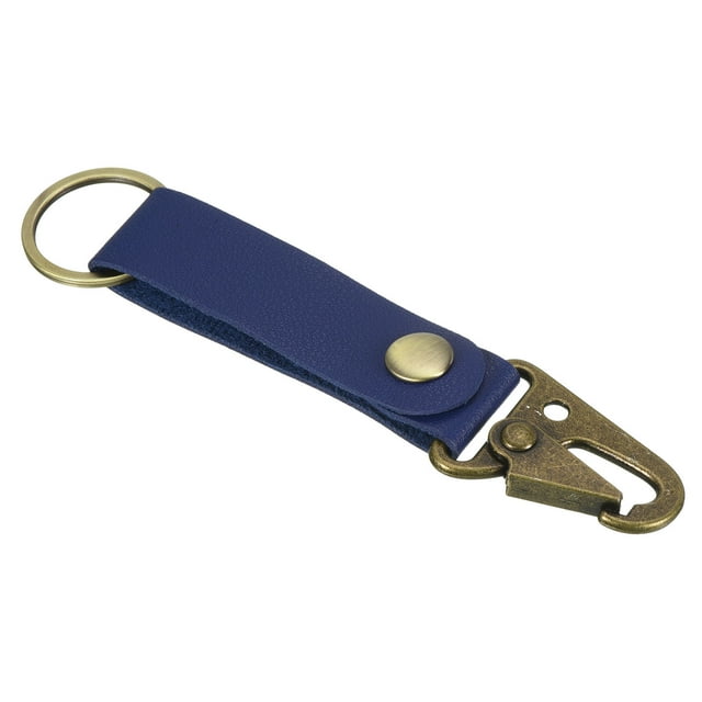 Leather Keychain, PU Belt Clip Key Ring Fob Holder for Bag Wallet, Dark ...