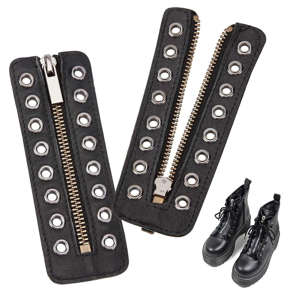 Leather Lace-in Boot Zipper Inserts 14.5x5cm No Tie Zipper Boot Laces 8 ...