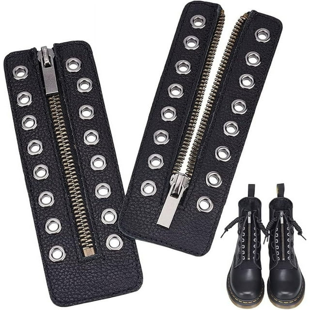 Leather Lace-in Boot Zipper Inserts 6.1 x 2.1 Inch 8 Metal Eyelets ...