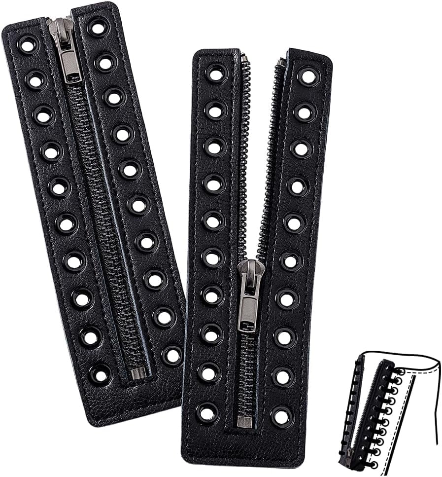 Leather Lace-in Boot Zipper Inserts 6.9 x 2 Inch 10 Metal Eyelets ...
