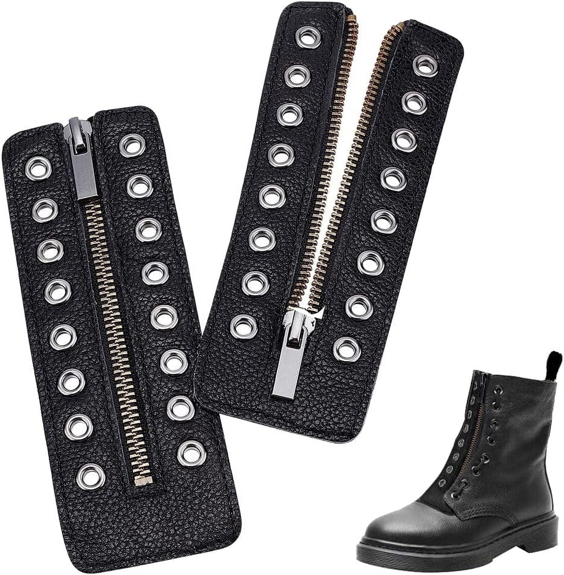 Leather Lace-in Boot Zipper Inserts, 8 Eyelet Zipper Boot Laces No Tie ...