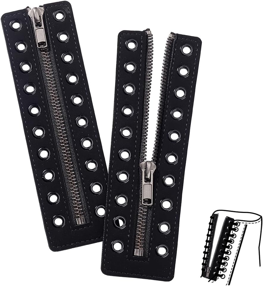 Leather Lace-in Boot Zipper Inserts Smooth 10 Metal Eyelets Zipper Boot ...