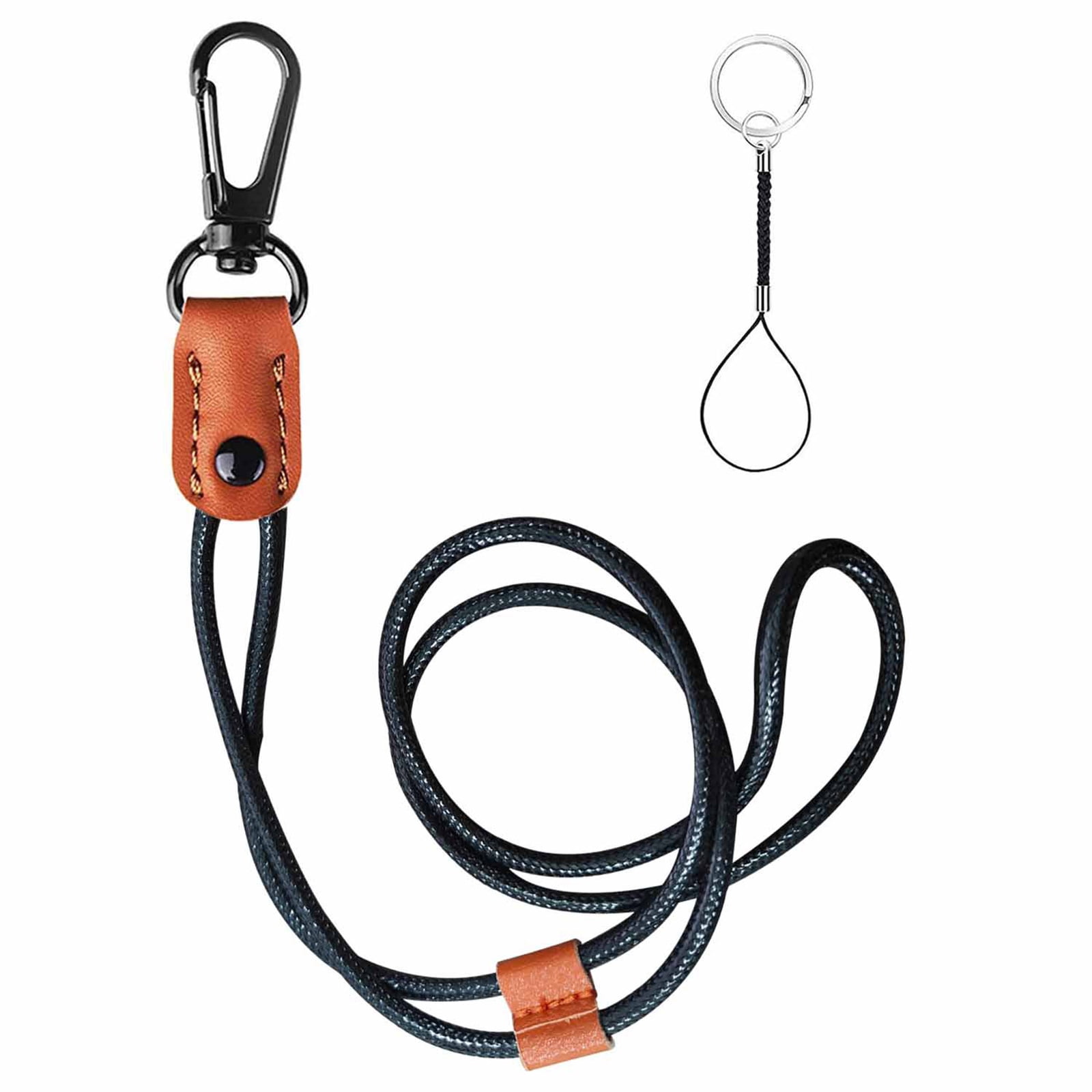 Leather Lanyard with Metal Clip , Long Neck Lanyard Keychain for Key ...