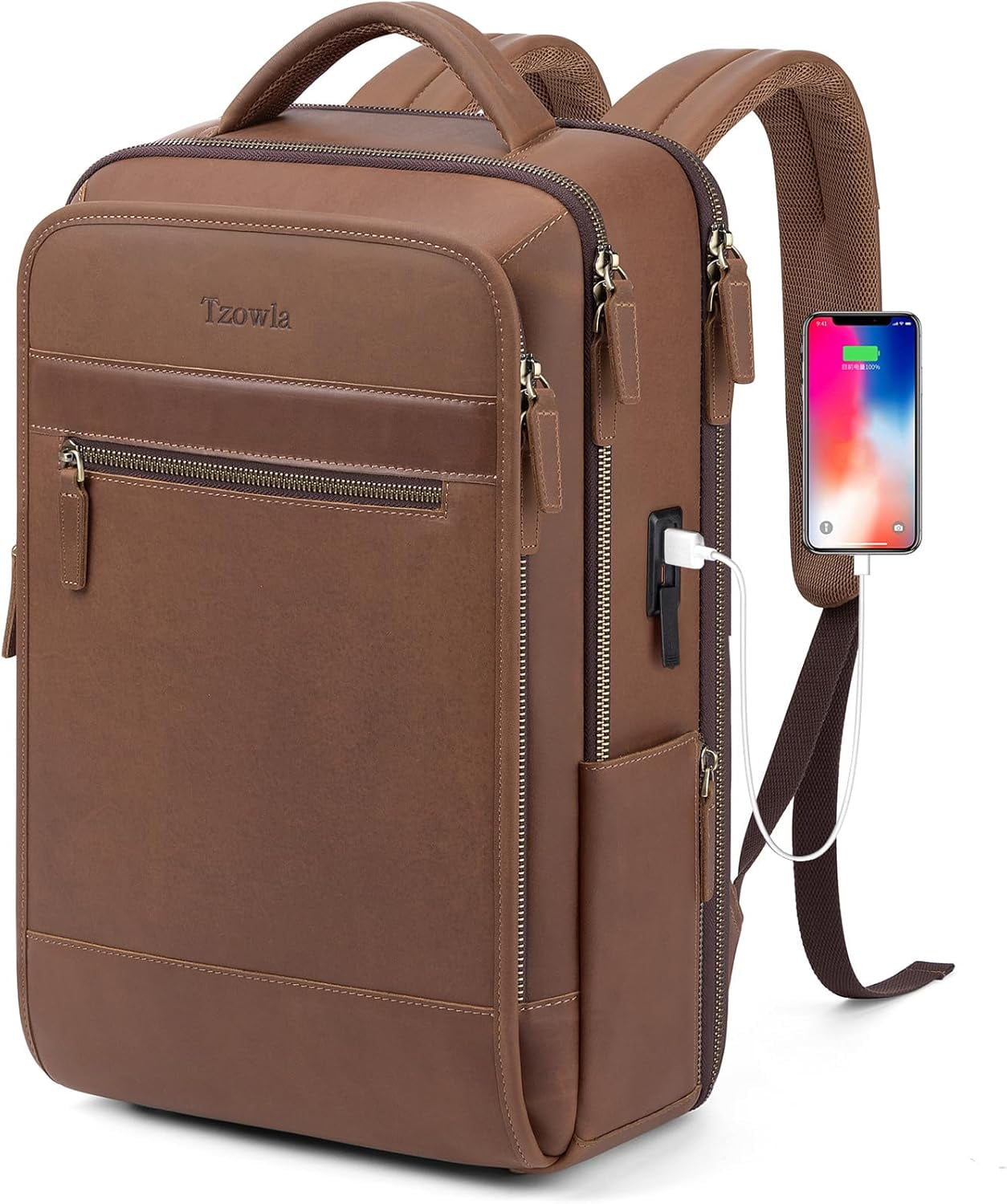 Leather Laptop Backpack for Men and Women,Genuine Leather Vintage ...