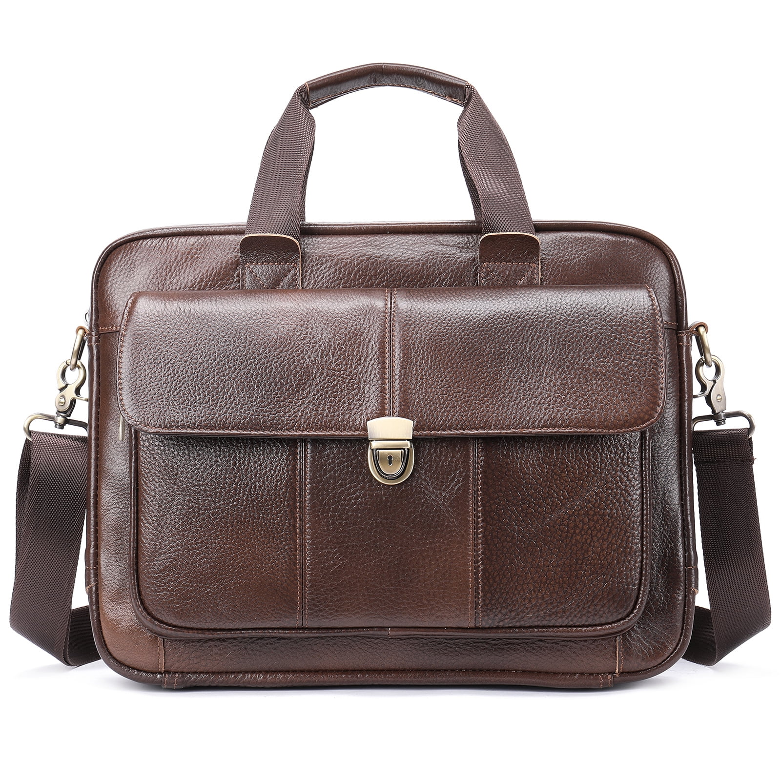 Leather Laptop Bag, Men's Messenger Bag Briefcase Business Satchel Computer Handbag Shoulder Bag ...