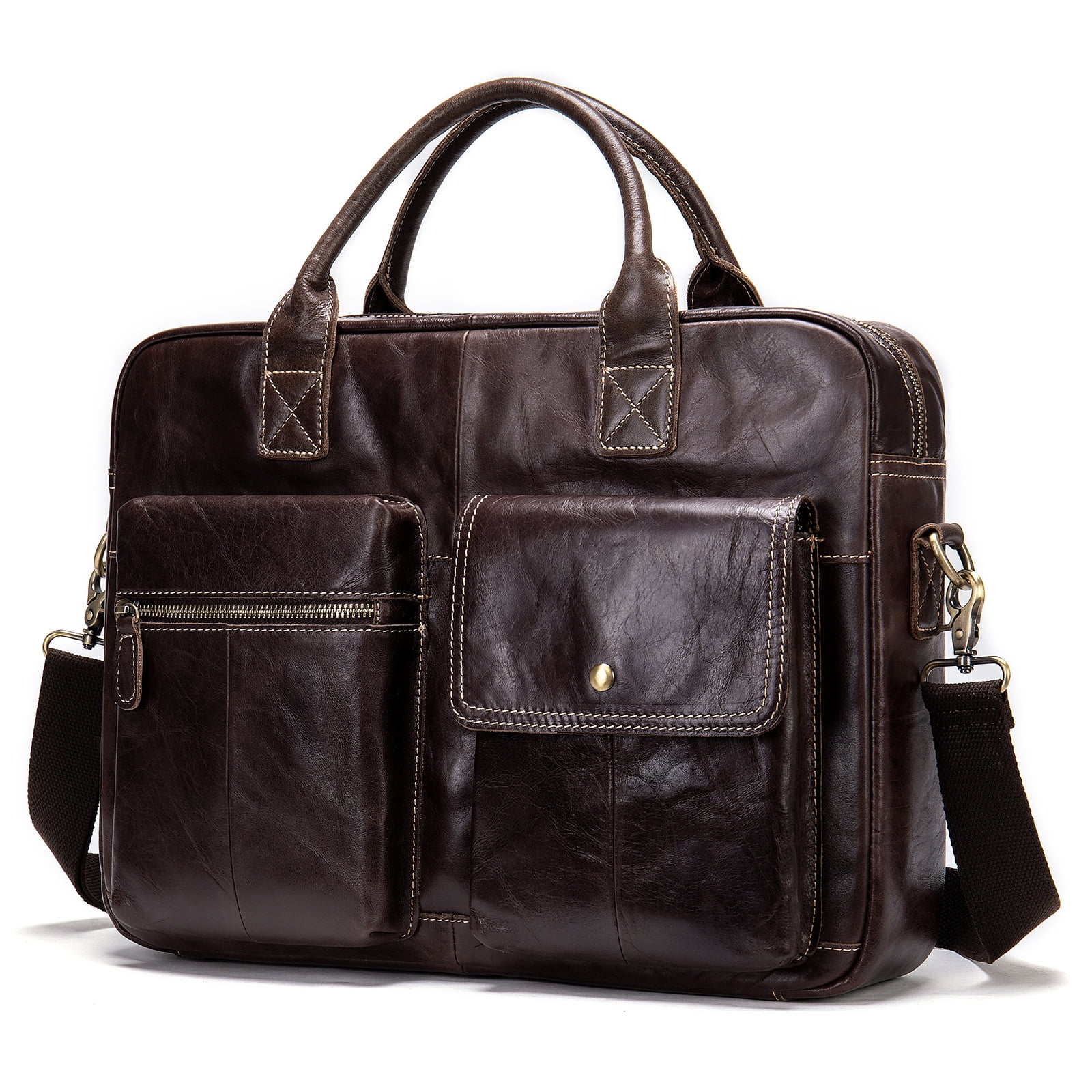 Leather Laptop Bag, Men's Messenger Bag Briefcase Business Satchel ...