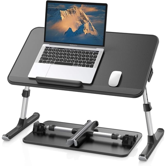 Leather Laptop Bed Tray Table, Adjustable Laptop Stand with Removable ...