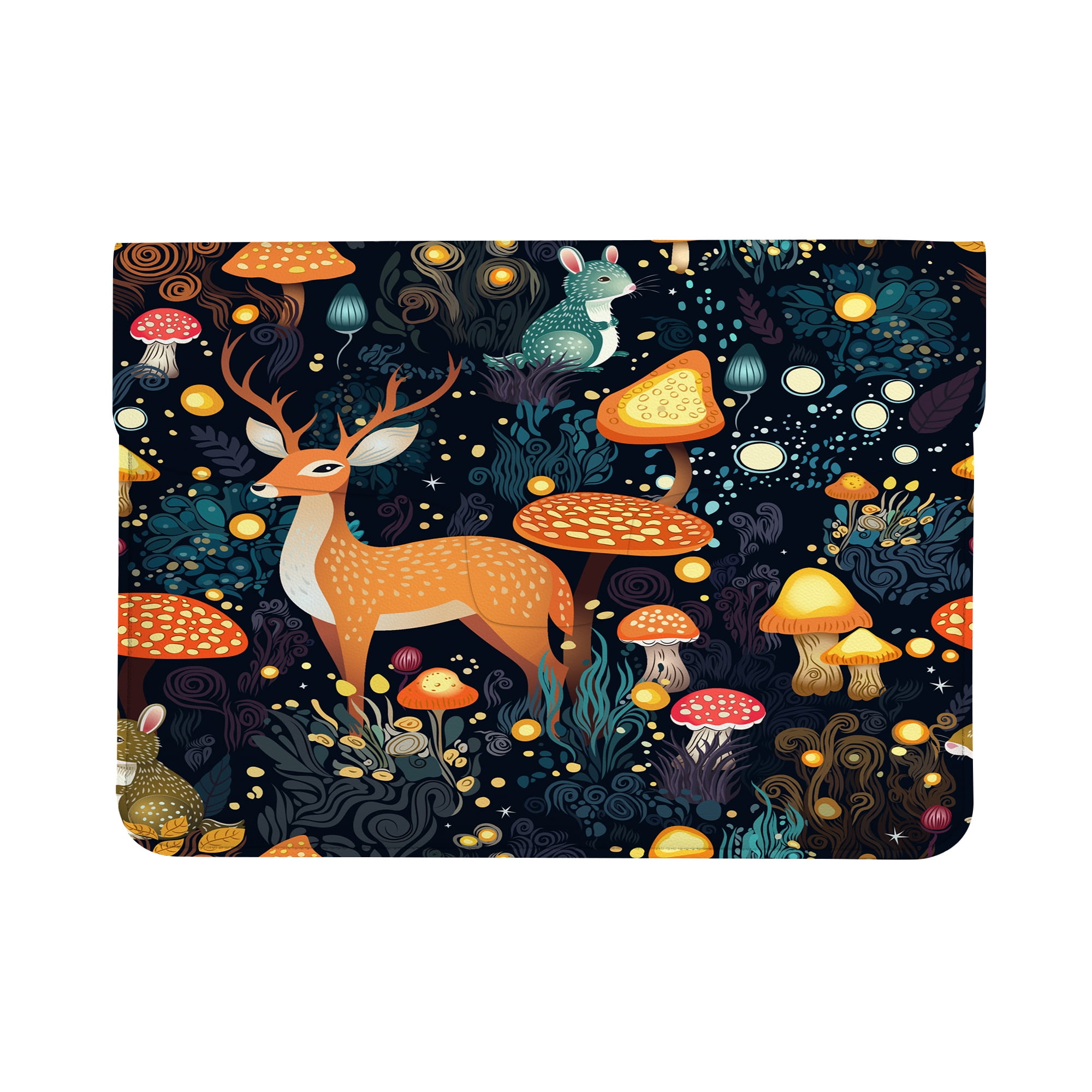 Leather Laptop Sleeve Case Fantasy Forest With Mushrooms Grass Glowing ...