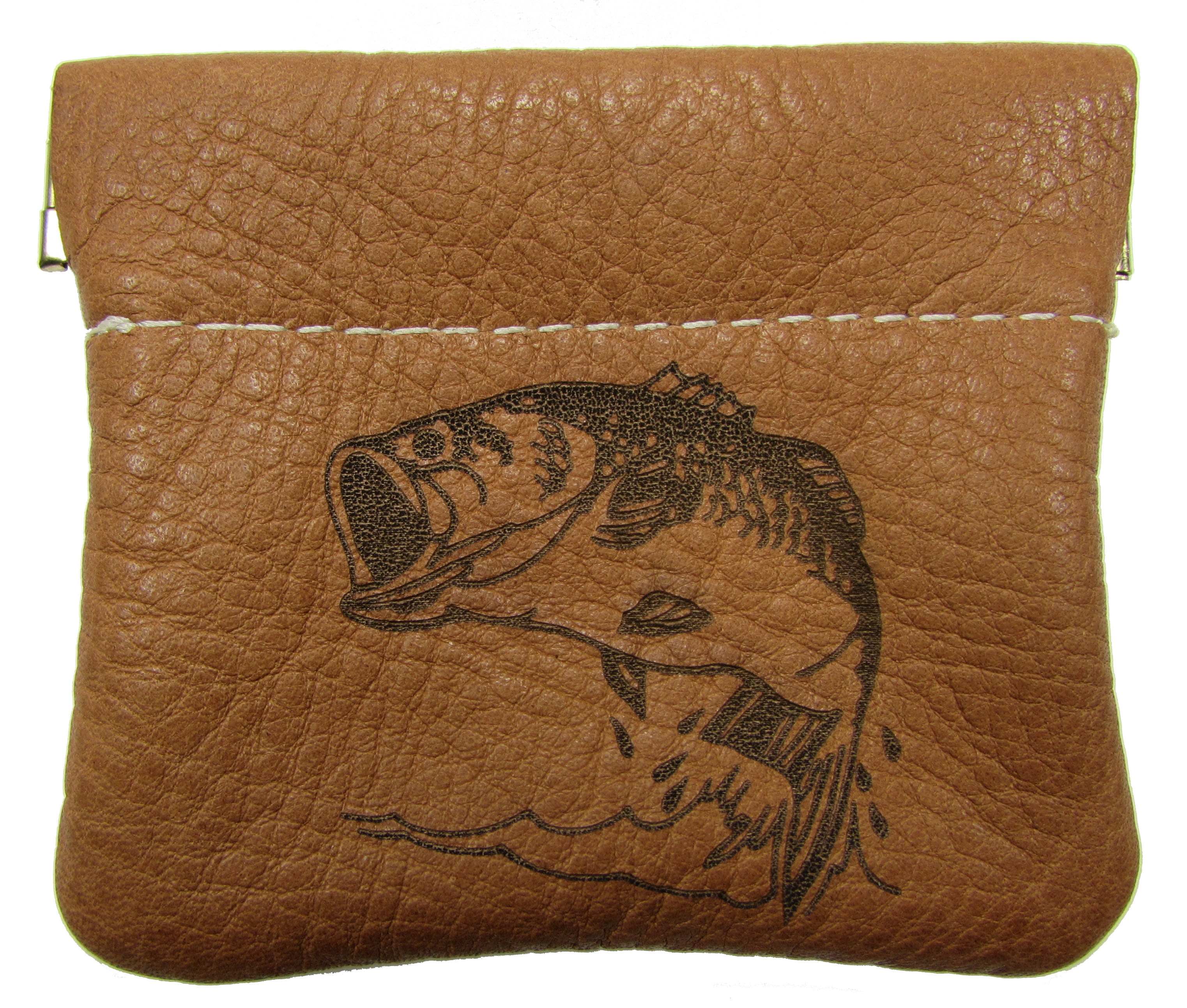 Leather Largemouth Bass Squeeze Coin Pouch Change Purse USA Made ...