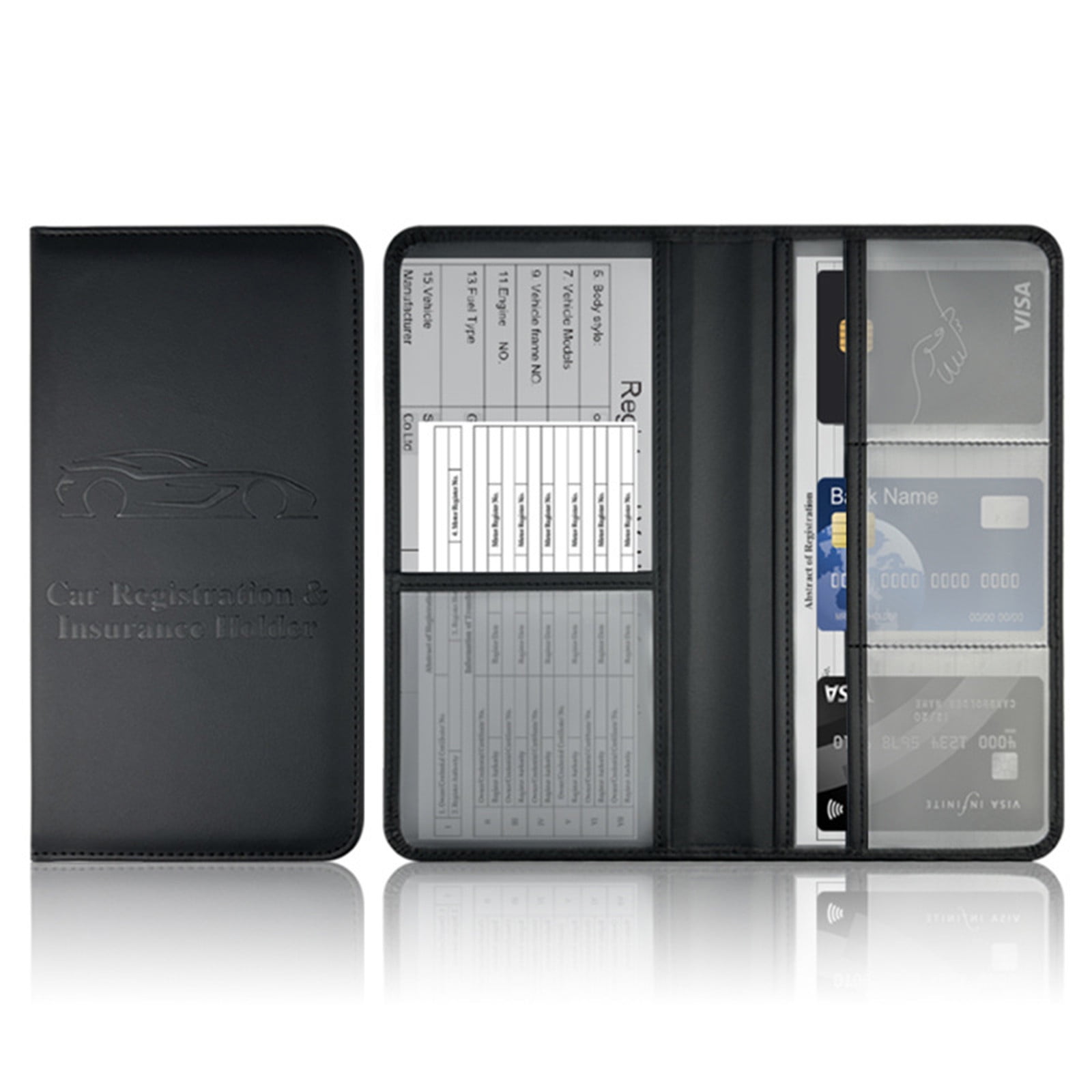 Leather License Holder Wallet RFID Blocking Driver Document Case Car ...