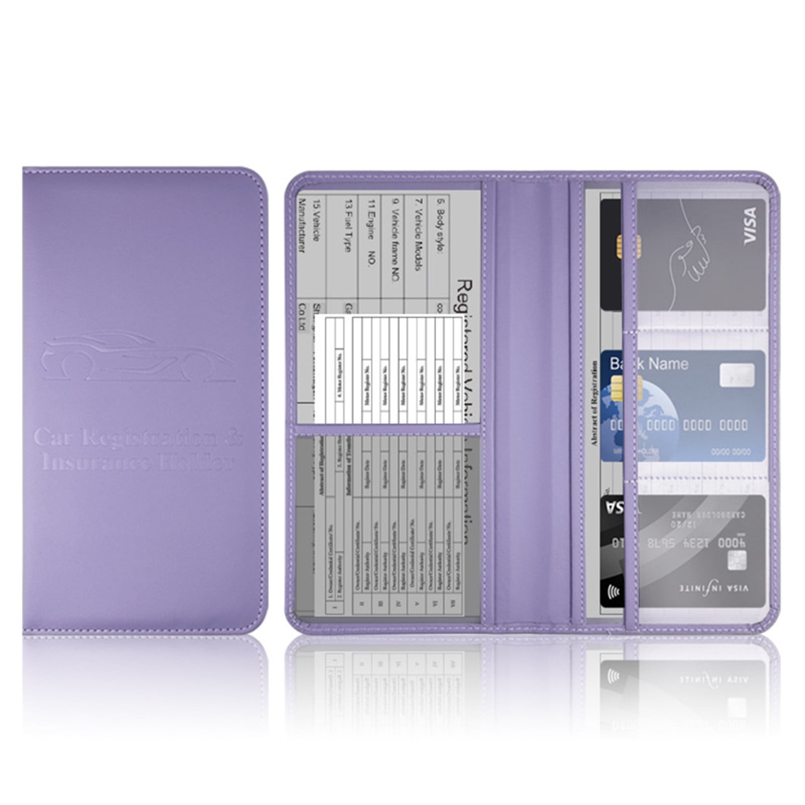 Leather License Wallet, Car Registration Holder, Waterproof, Slim ...