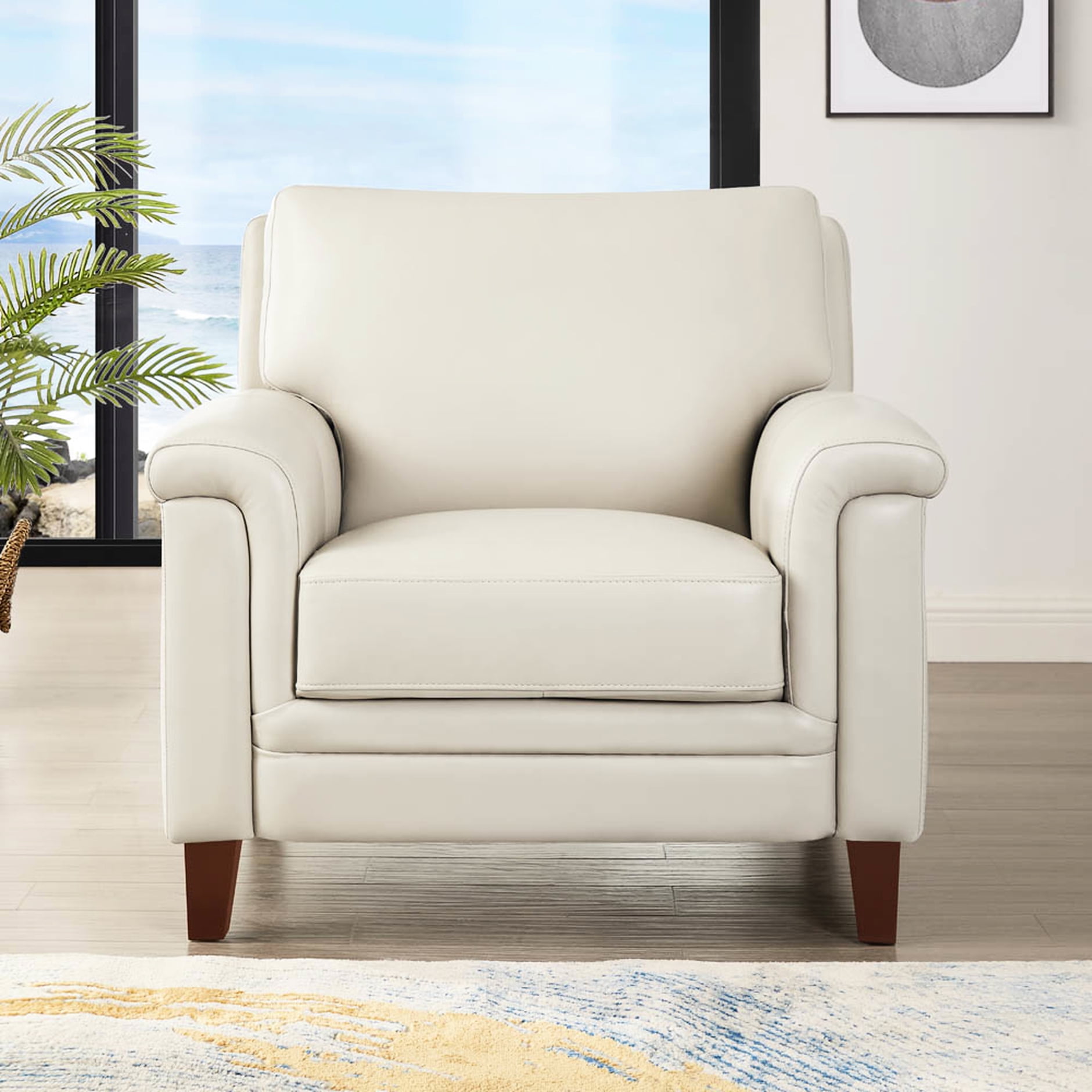 Leather Lounge Chair With Materials And Non-sag Spring Base Pocketed ...