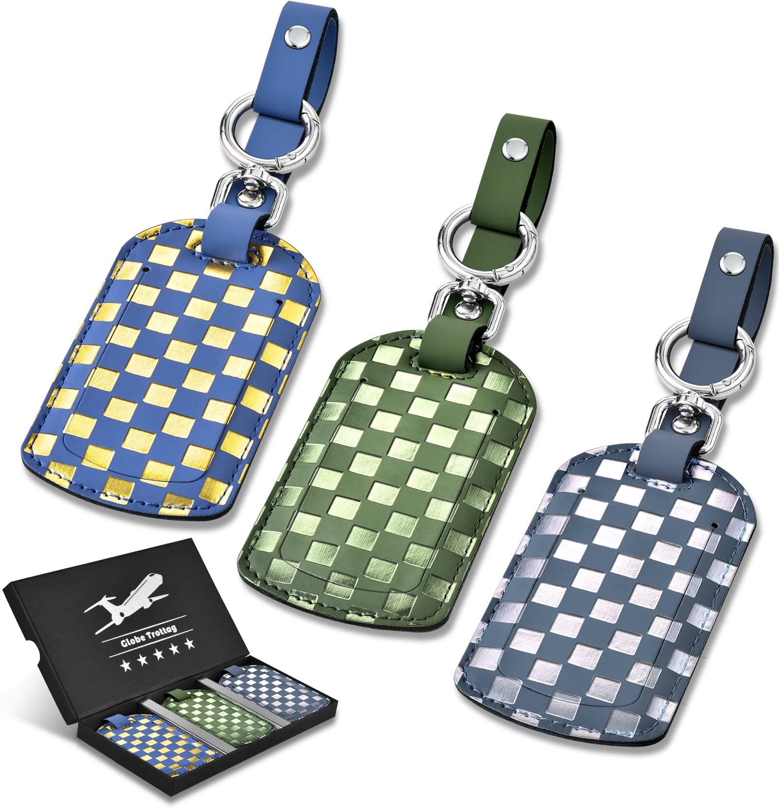 Leather Luggage Tag For Suitcases: 3-Pack unique & cool Luggage Tags ...