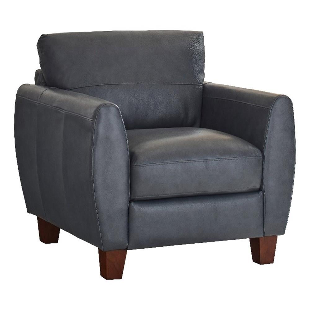 Leather Lusso Bayliss Contemporary Genuine Leather Accent Chair in Blue ...