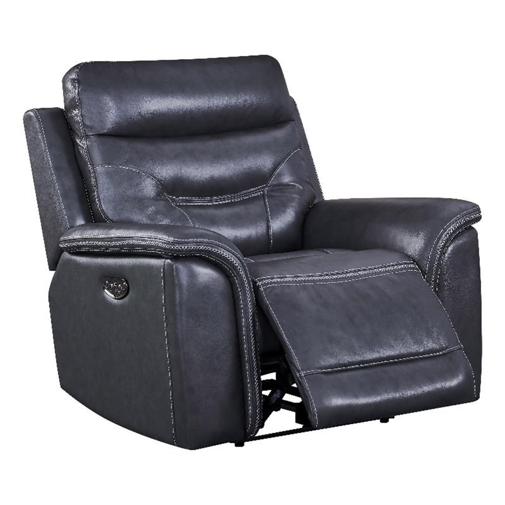 Leather Lusso Davenport Modern Genuine Leather Recliner Chair in Gray ...