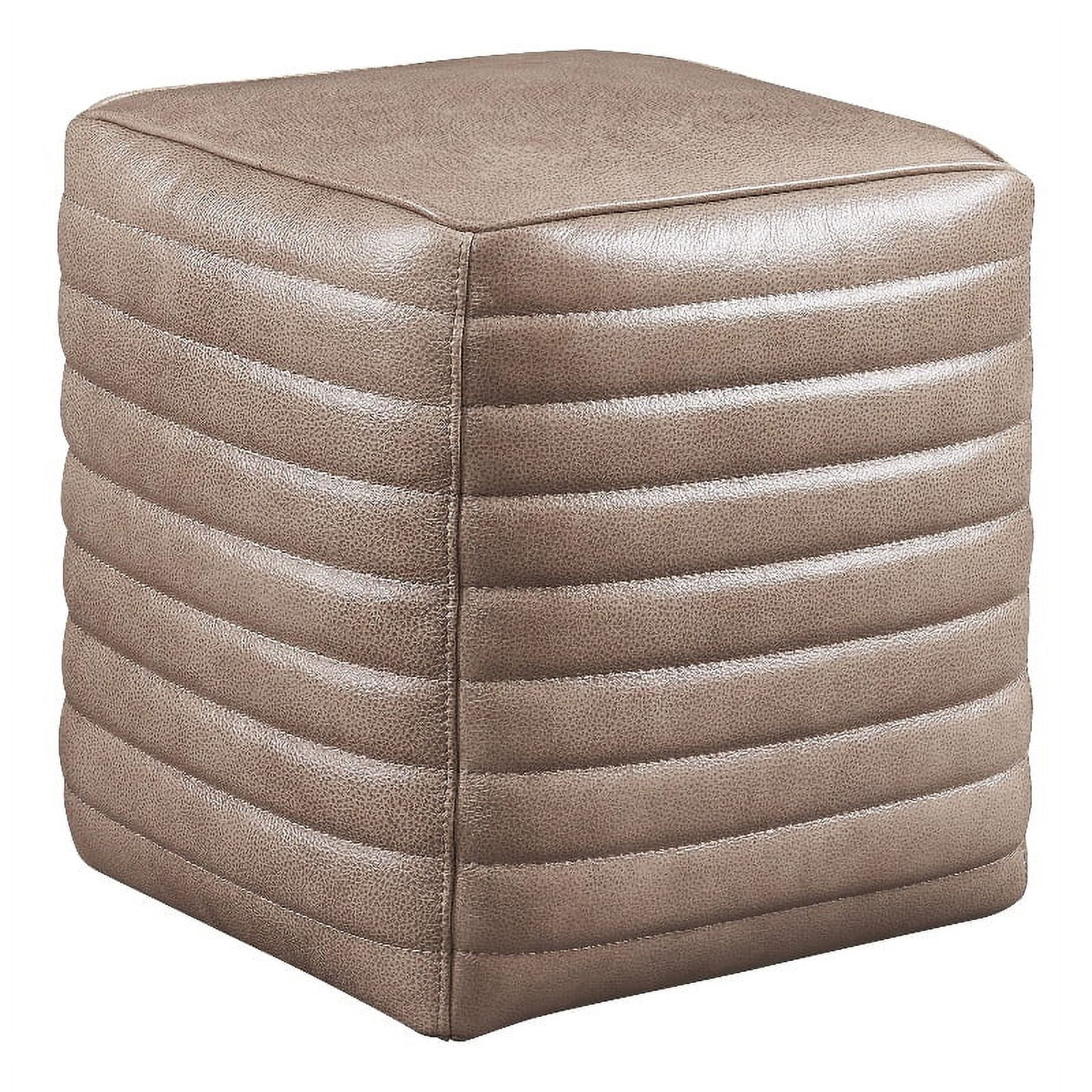 Leather Lusso Ella Upholstered Living Room Ottoman in Sandy Brown ...