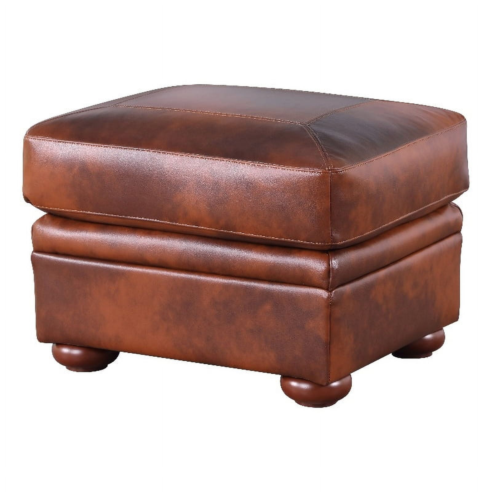 Leather Lusso Rowan Traditional Genuine Leather Ottoman in Marco Brown ...