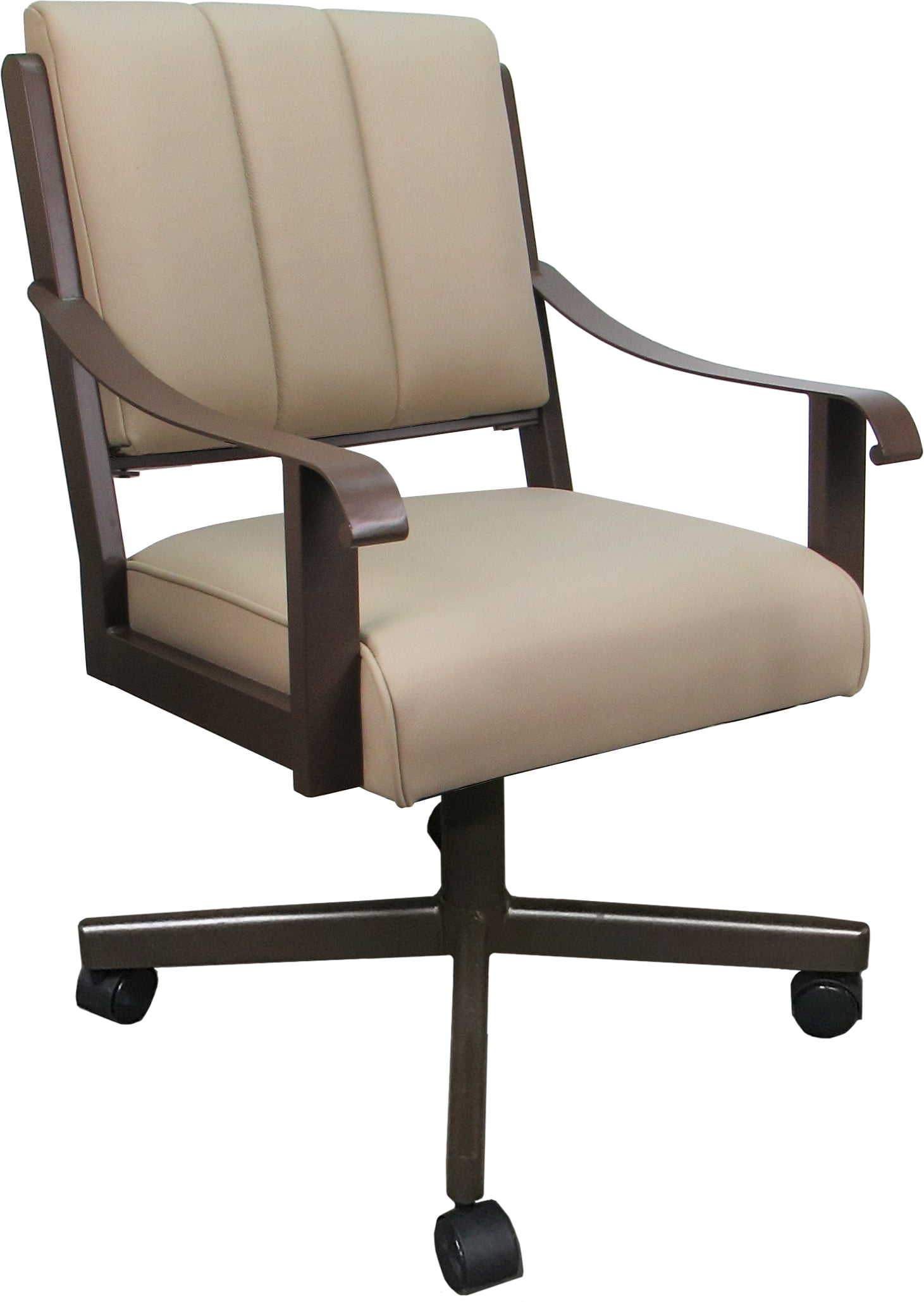 Leather Memphis Dining Caster Chair Swivel Tilt - Tan Leather on Brown ...