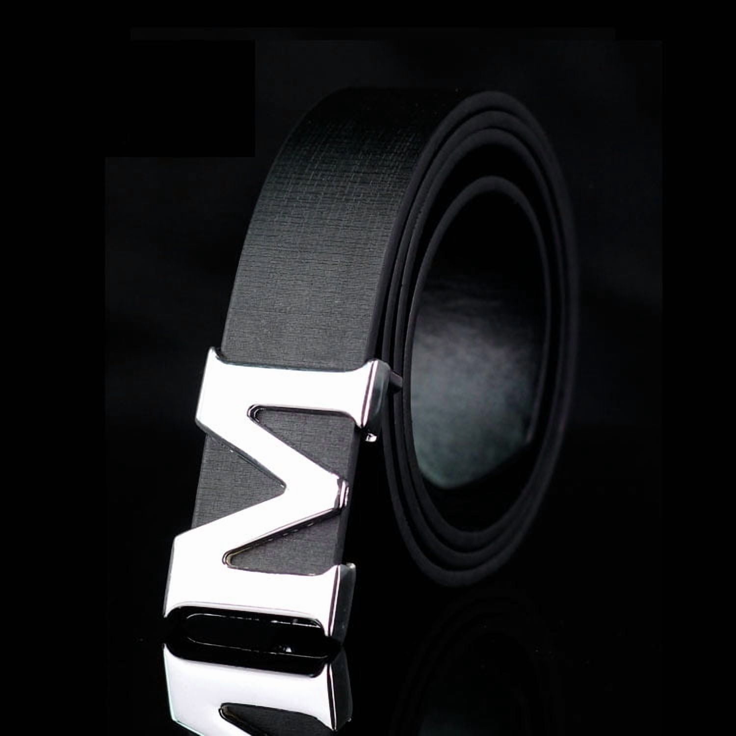 Leather Mens Belts Removable Letter M Plate Buckle Waist Belt 1.29 ...