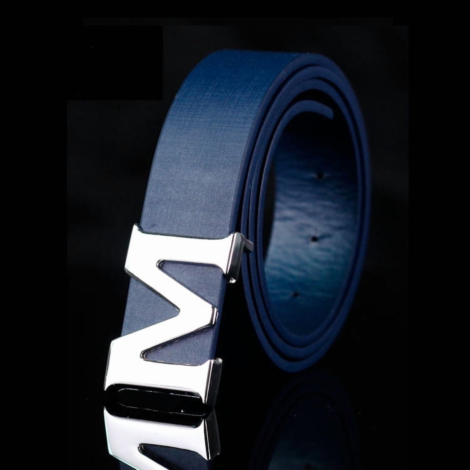Leather Mens Belts Removable Letter M Plate Buckle Waist Belt 1.29 ...