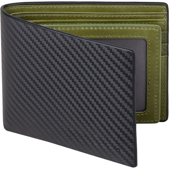 Leather Mens Bifold RFID Blocking Wallet with 2 ID Windows, Leather ...