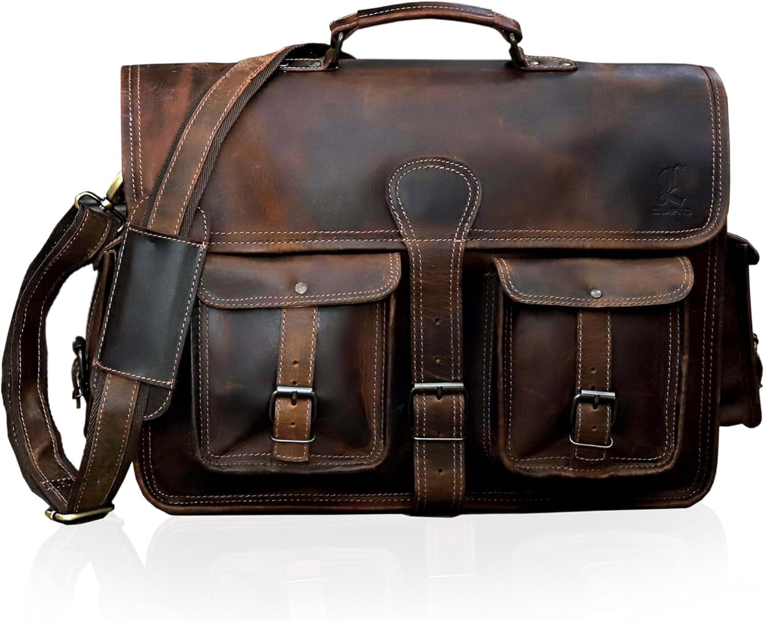Leather Messenger Bag for Men, 16 Inch Laptop Crossbody, Leather ...